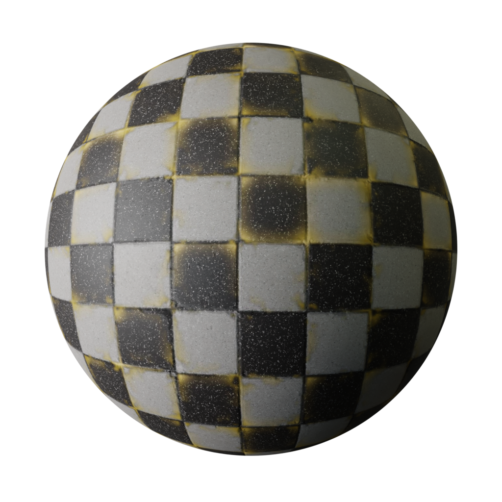 Dirty Black and white checker Tiles | FREE tiles materials | BlenderKit
