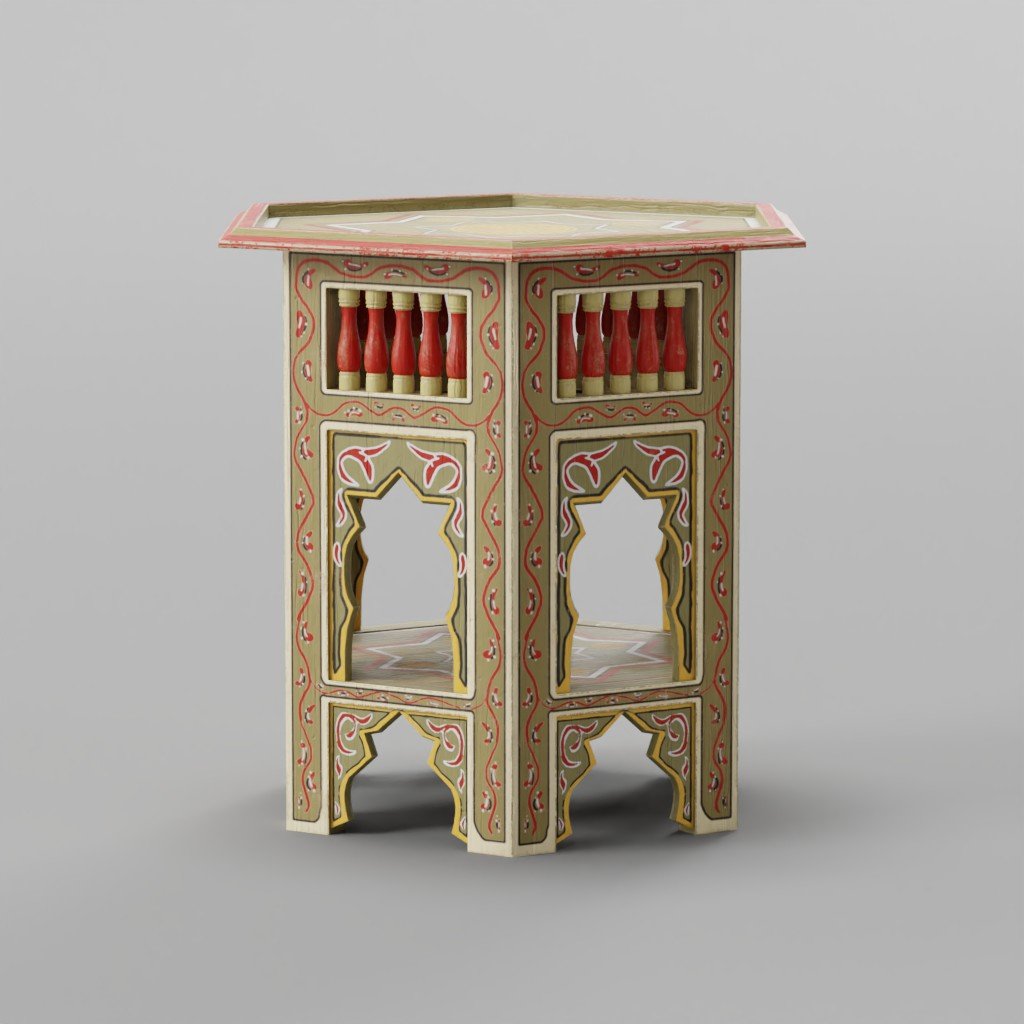 Painted Table Arabic Design | Tables models | BlenderKit
