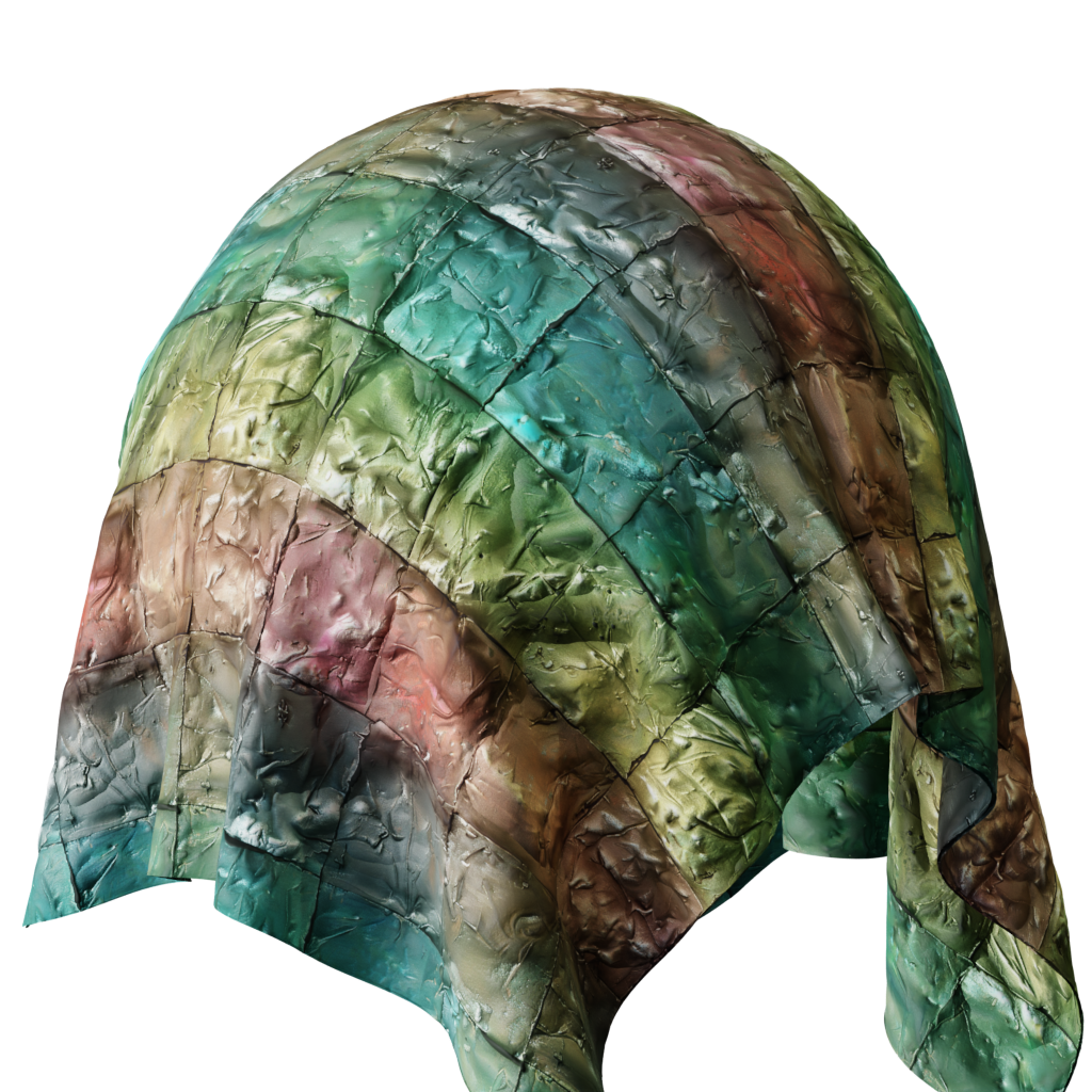 Rainbow used wrinkled folded tarp | FREE fabric materials | BlenderKit