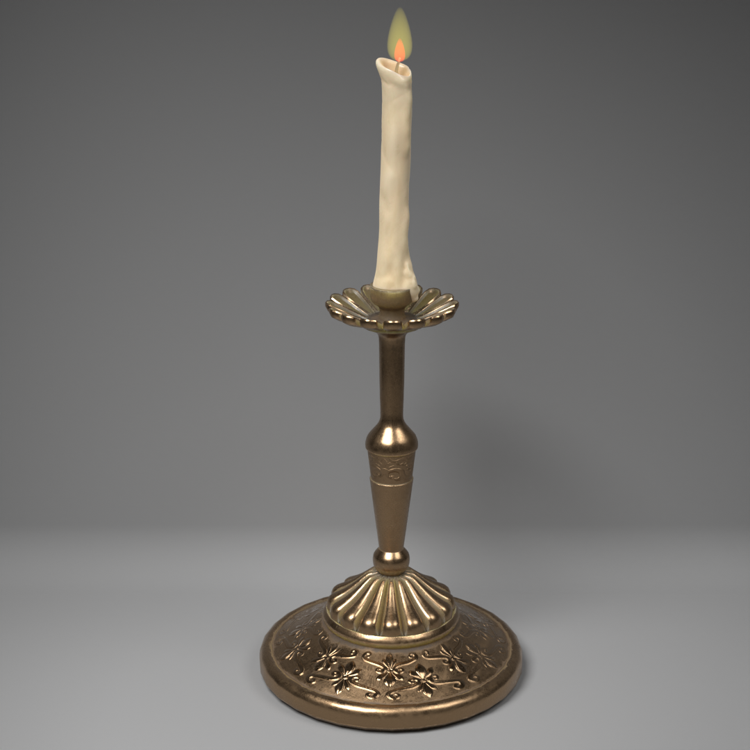 Antique Candle Stand Brass | Fireplaces models | BlenderKit