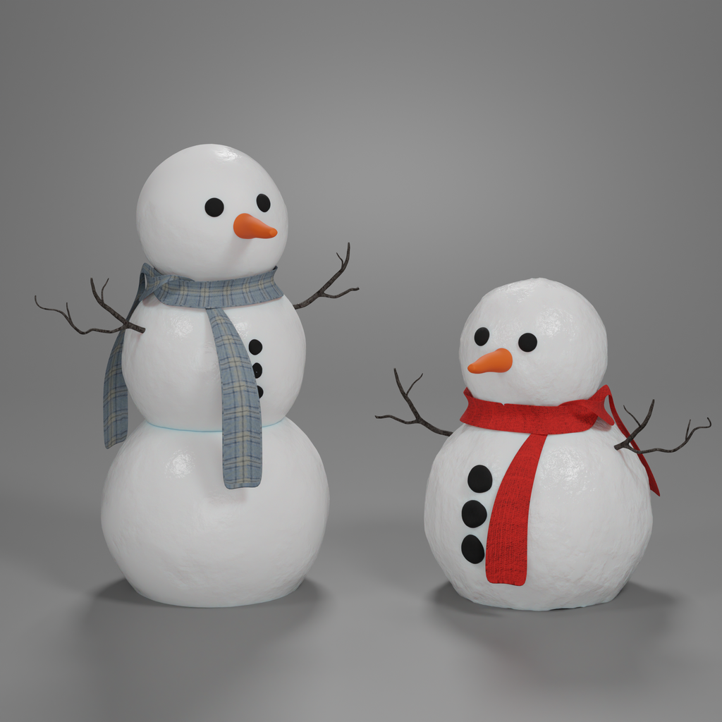 Duo Snowman | FREE Holiday Decorations models | BlenderKit