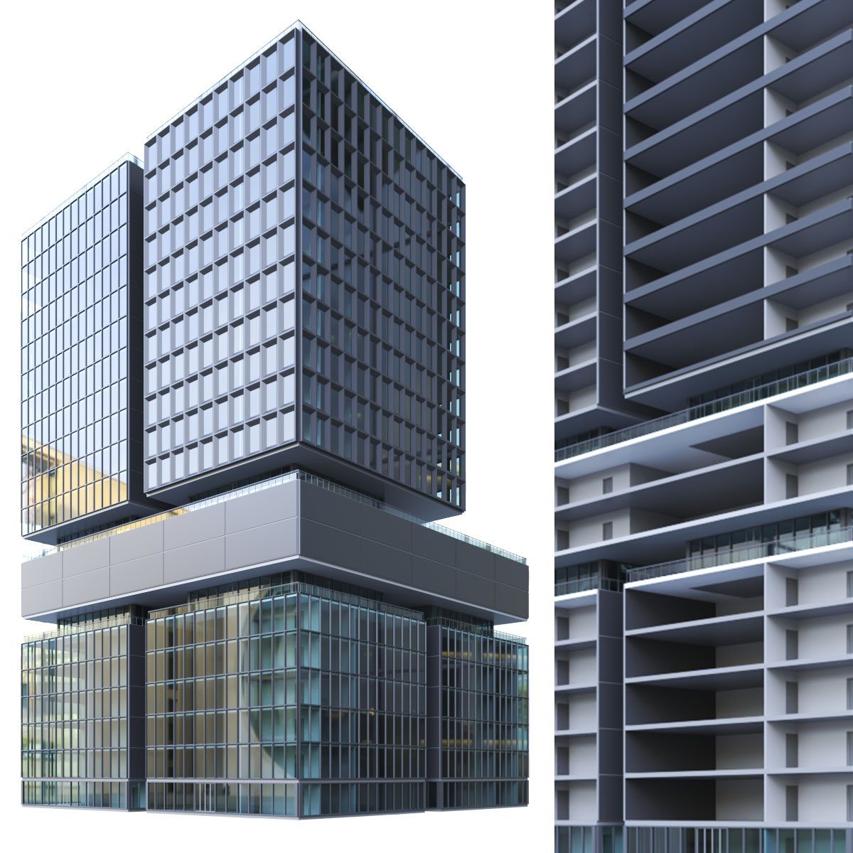 Building Tower Skyscraper Modern Glass | Commercial Buildings models ...