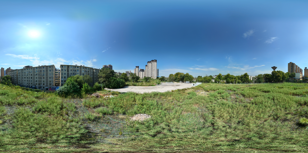 Green grass tree bluesky cloud | Urban Elements HDRis | BlenderKit