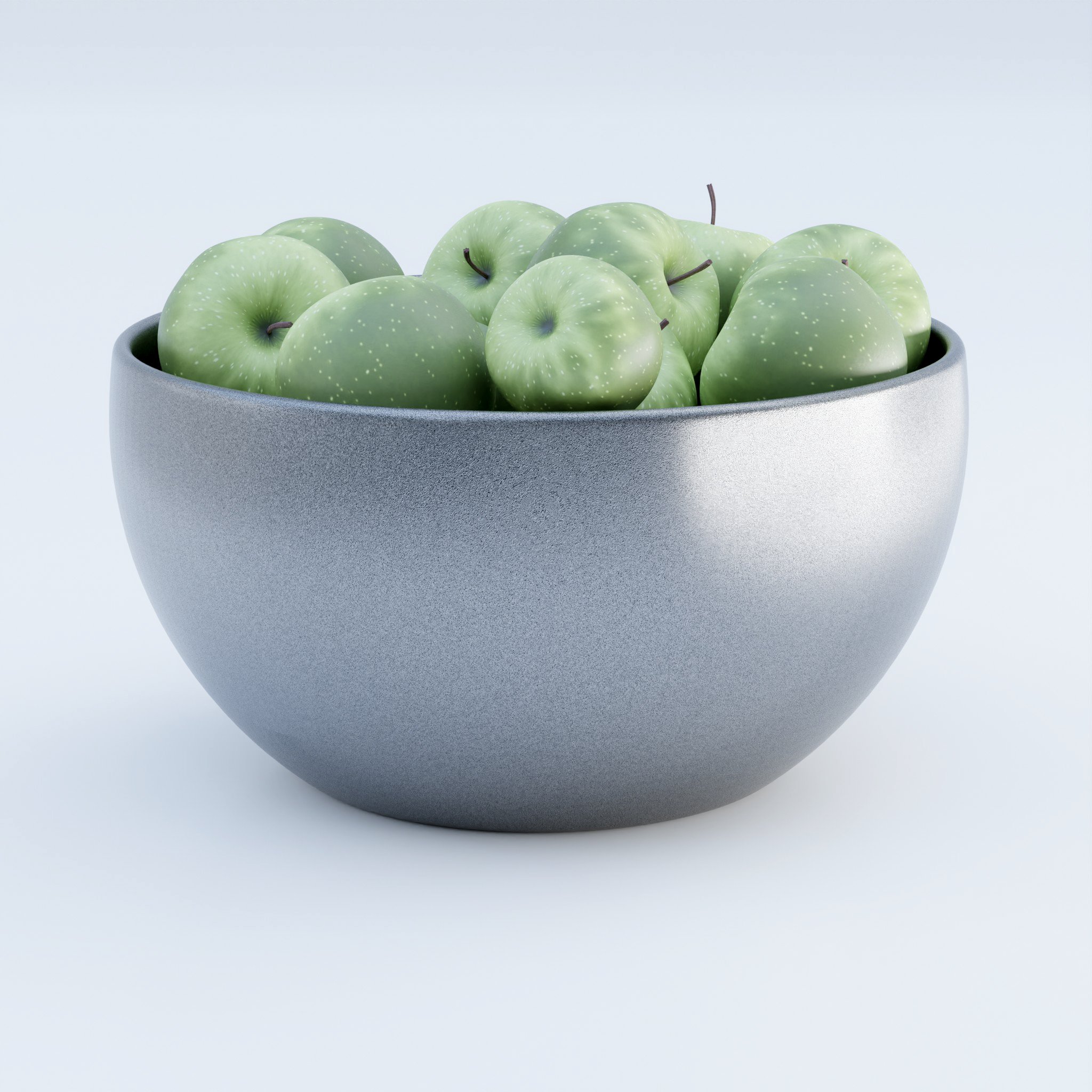 Metalic Bowl with green apples | Fruit & Vegetables models | BlenderKit