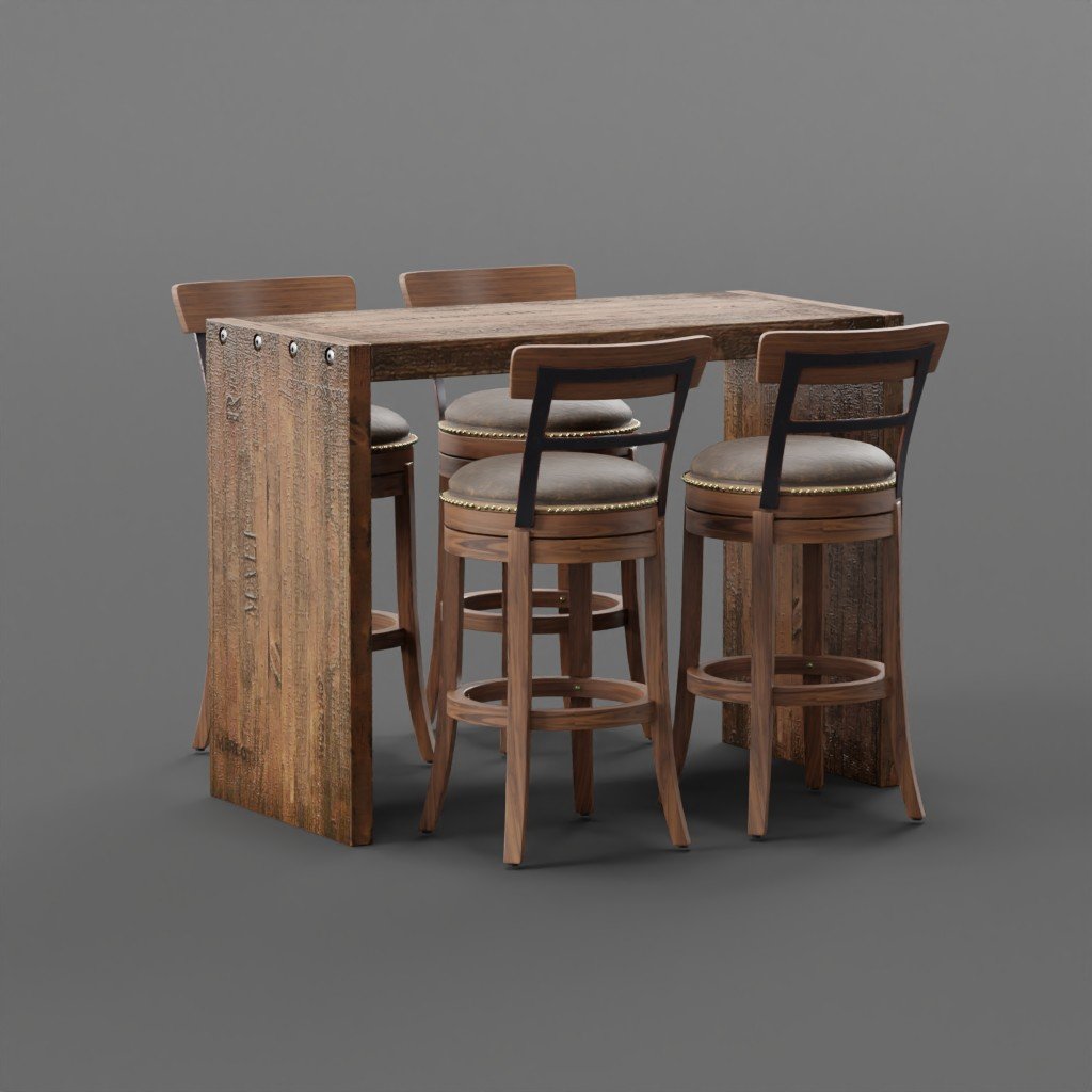 Rustic table 2 | Restaurant / Bar models | BlenderKit
