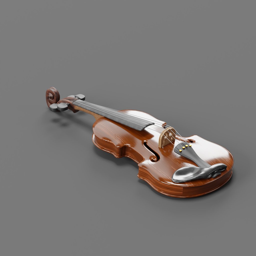 Realistic Wooden Violin 3D Model | Musical Instruments models | BlenderKit