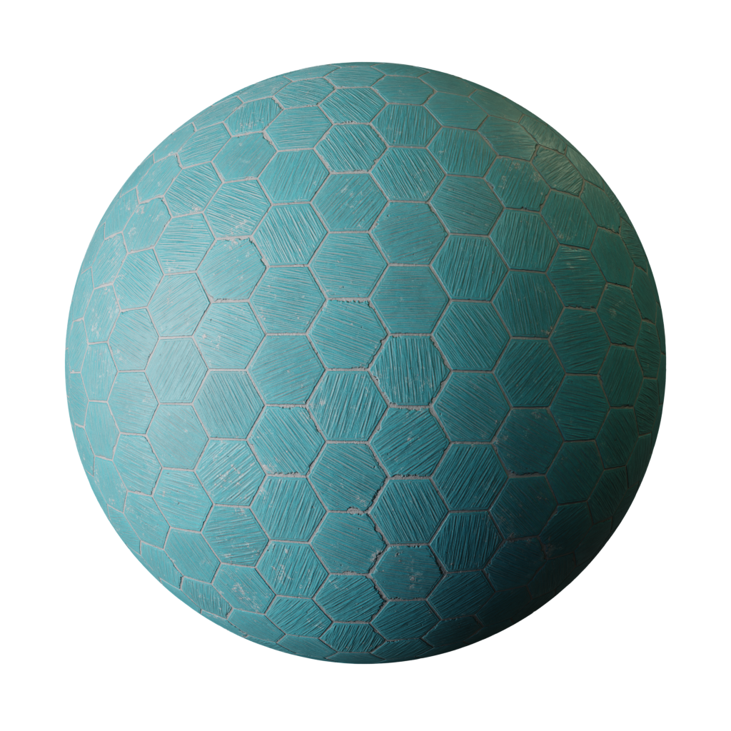 Hexagonal turquoise tiles | FREE wood materials | BlenderKit