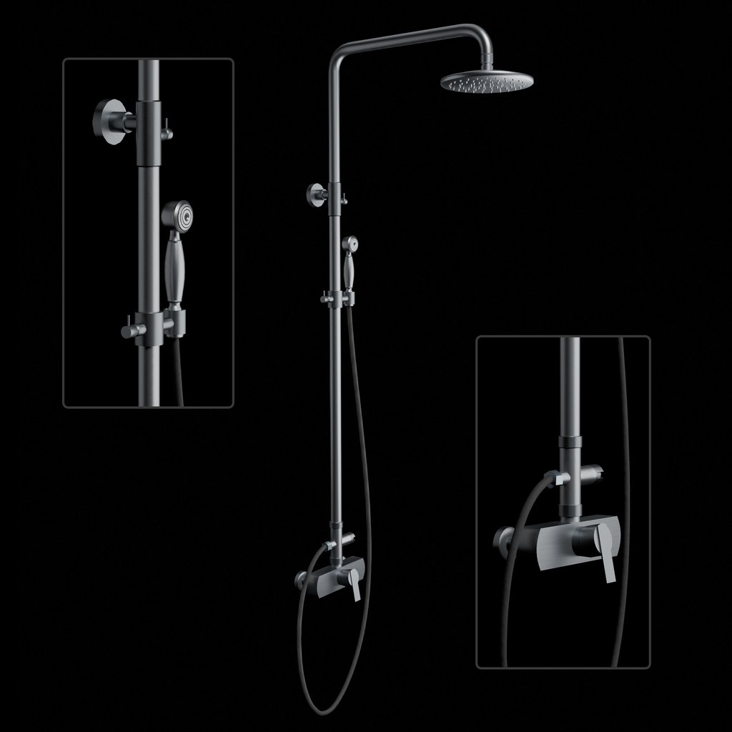 Modern Wall-Mounted Shower Set | Shower models | BlenderKit