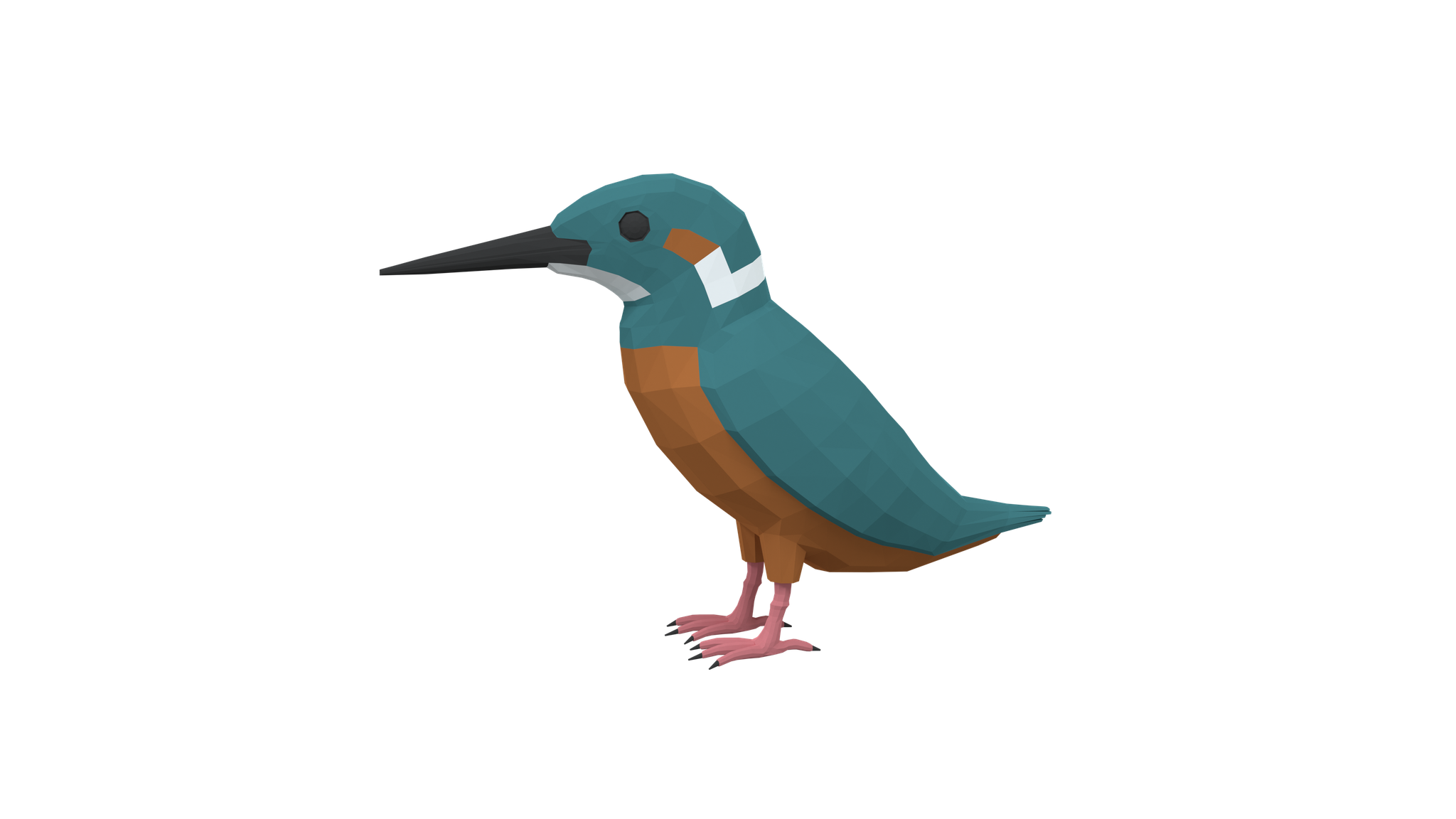 Low Poly Cartoon River Kingfisher | Birds models | BlenderKit