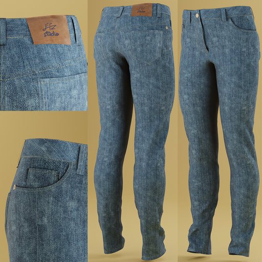 Basic Female Jeans | Women Clothing models | BlenderKit