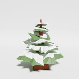 Low Poly Pine Snowy | Trees models | BlenderKit