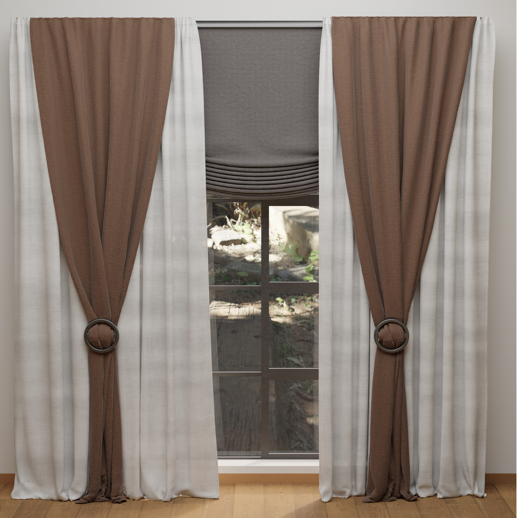 Mocha Harmony Layered Curtains | Curtains models | BlenderKit