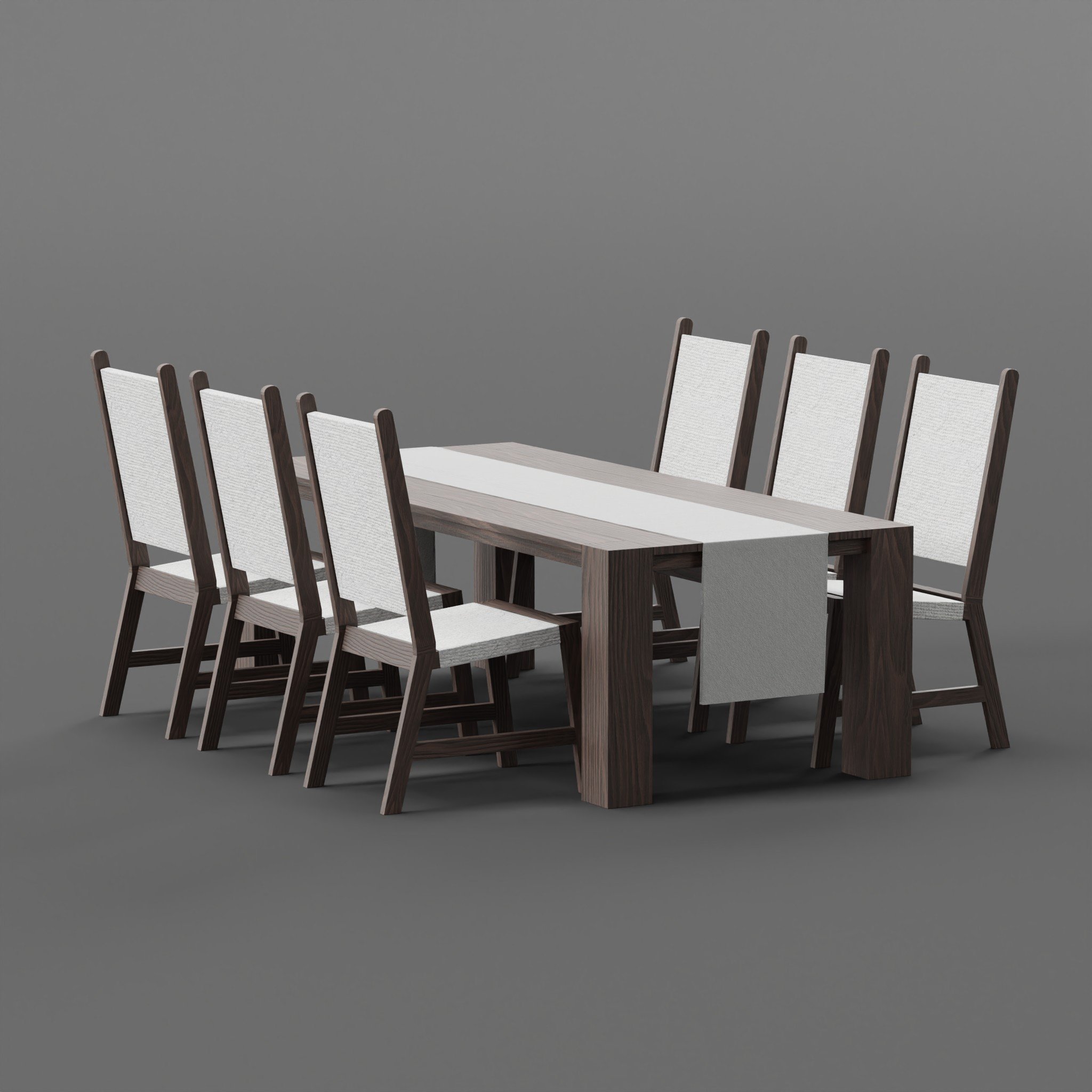 Roped Wooden Dining Set | 3D Chair-table Set models | BlenderKit