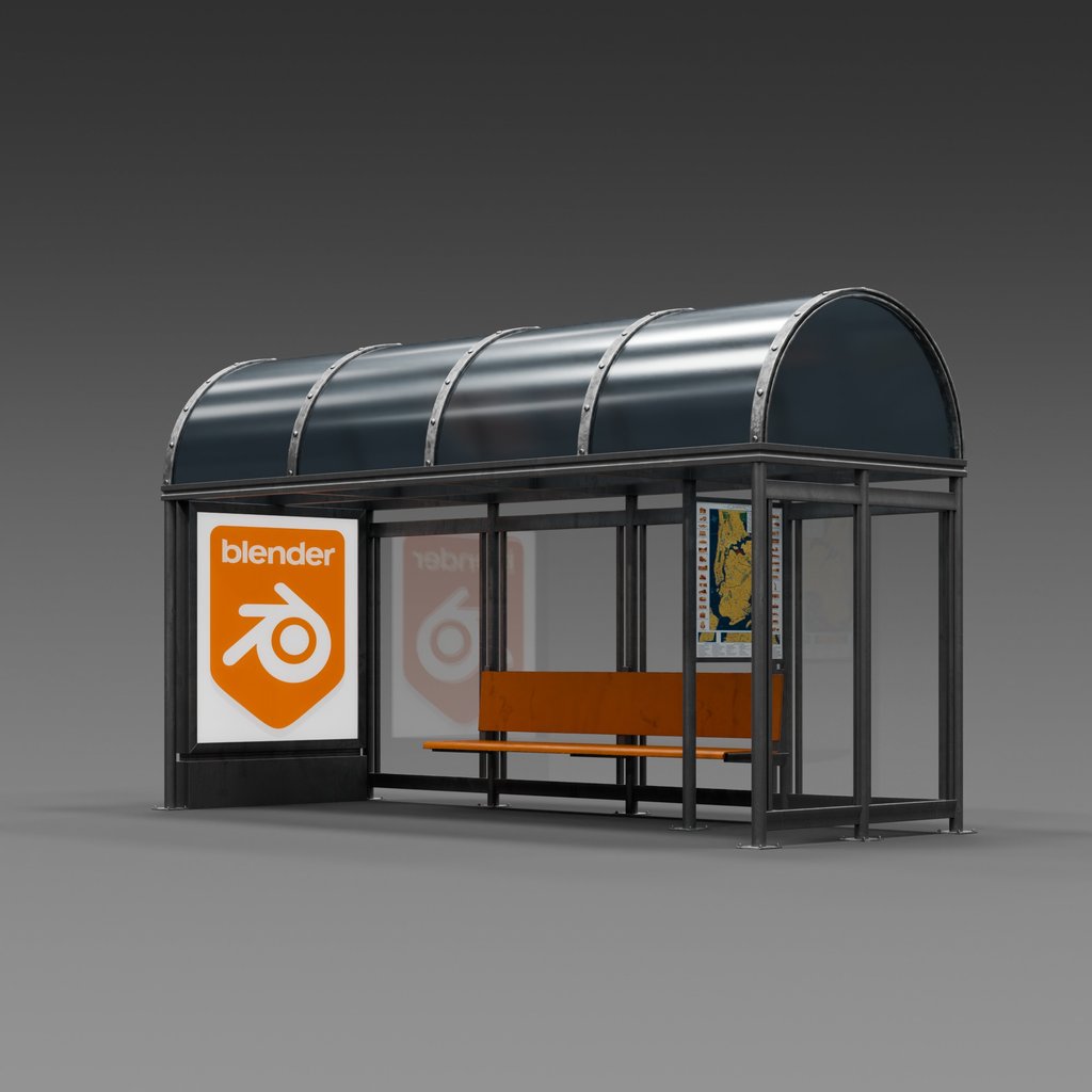 Old bus stop | Urban Environment models | BlenderKit