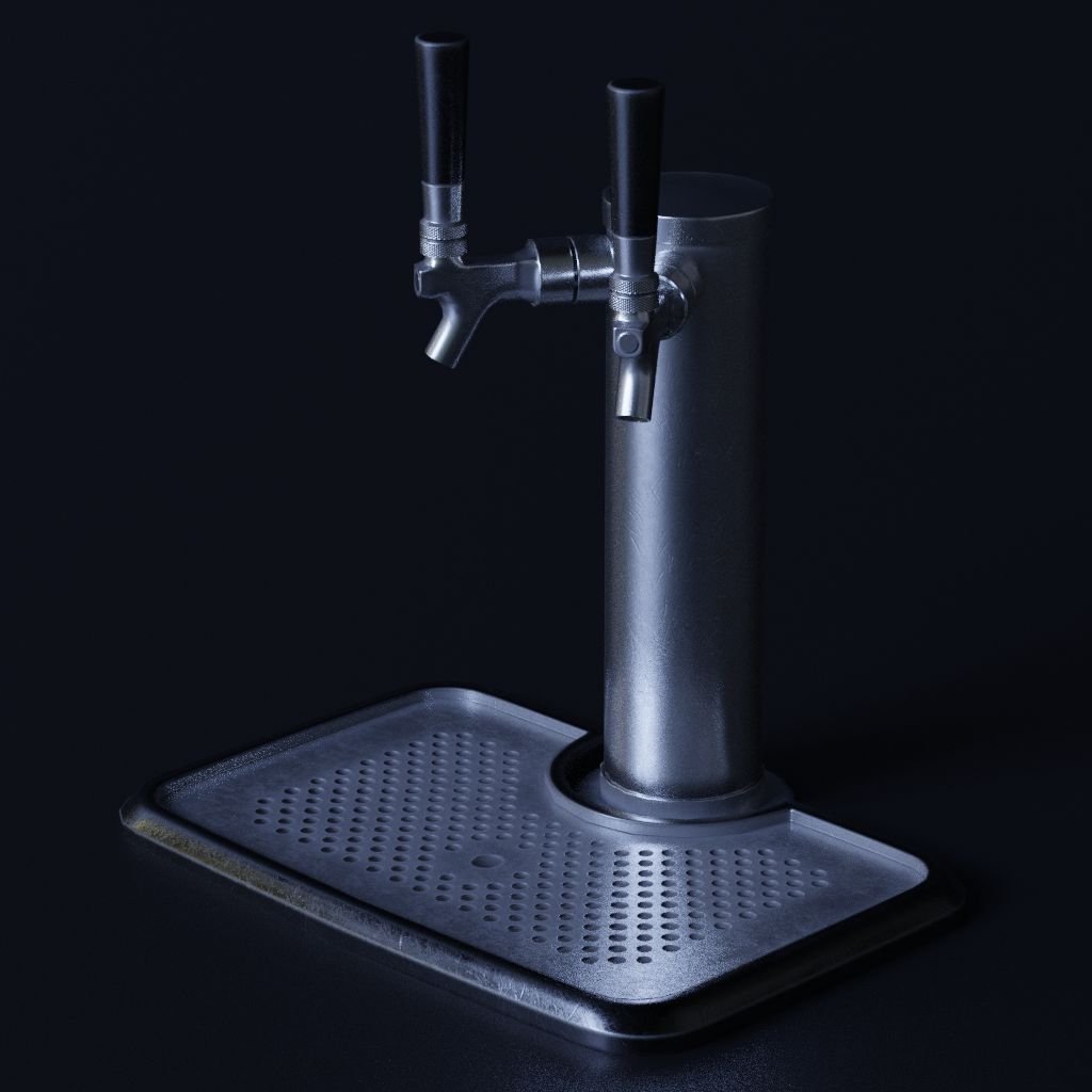 Beer Dispenser Double Taps | Industrial Equipment models | BlenderKit