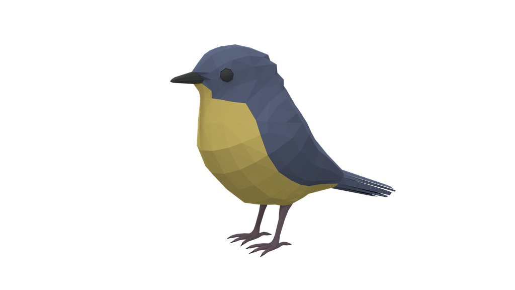 Low Poly Cartoon Eastern Yellow Robin | Birds models | BlenderKit