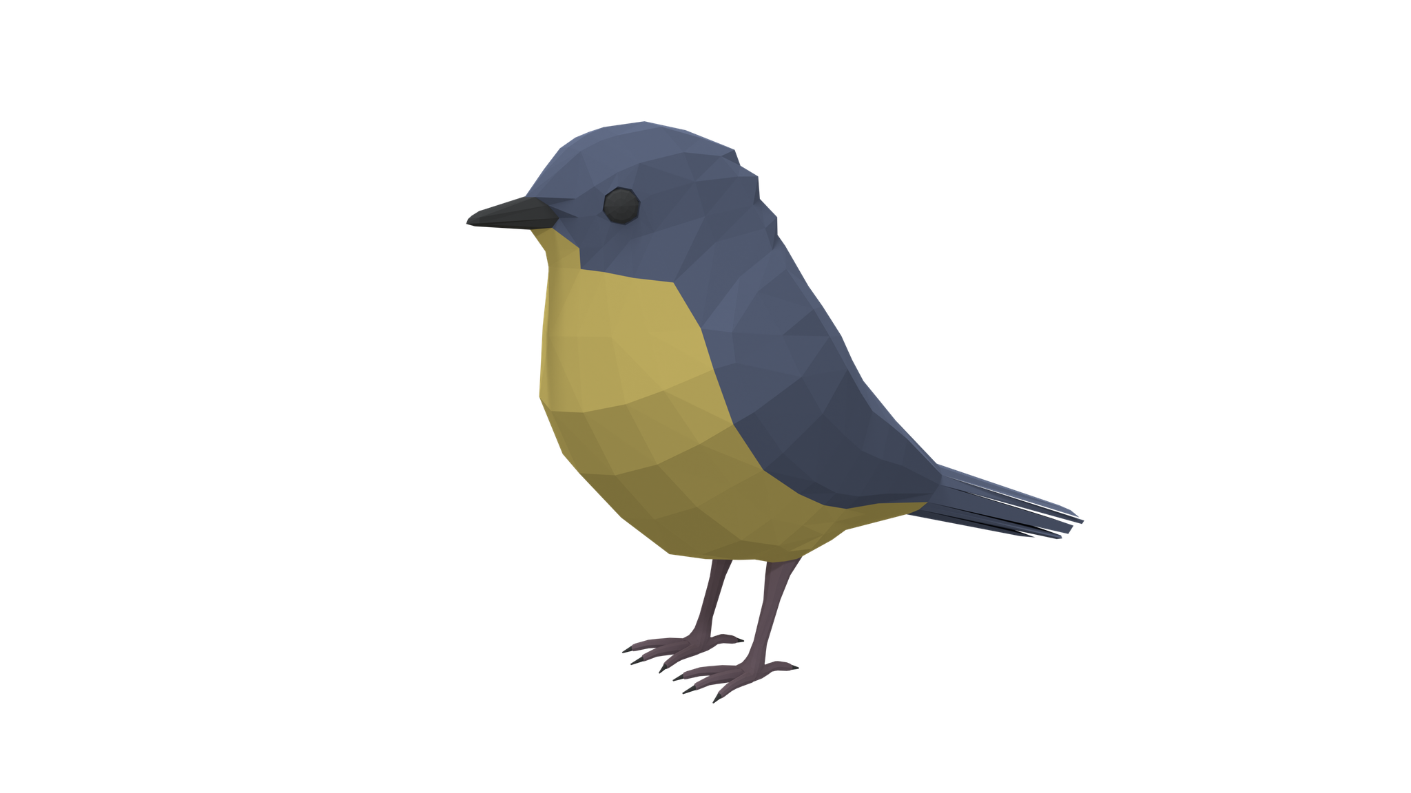 Low Poly Cartoon Eastern Yellow Robin | Birds models | BlenderKit