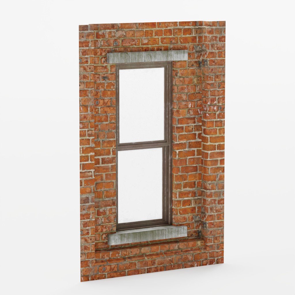 Wall window inset center bottom 2x3 | Windows models | BlenderKit