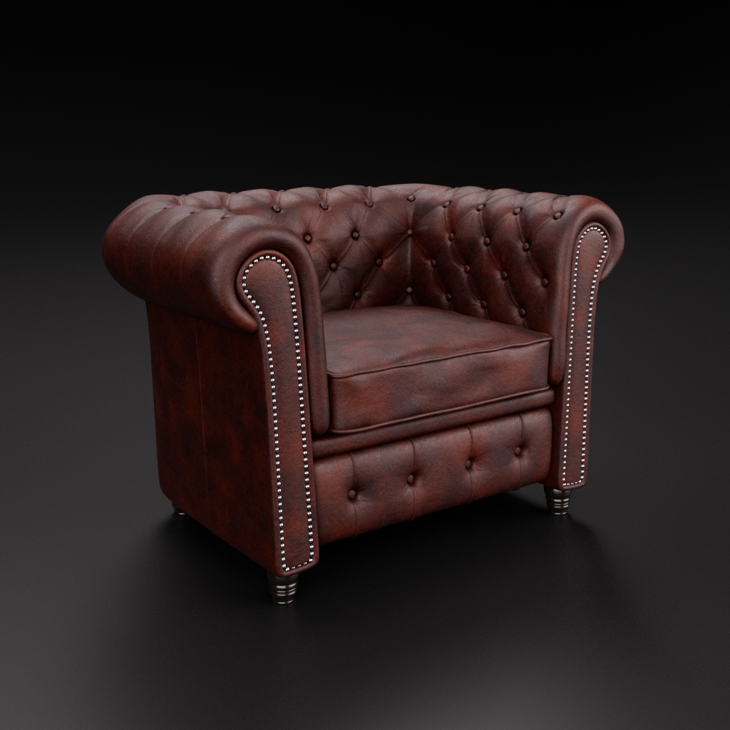 Chesterfield Leather Armchair | Armchairs models | BlenderKit