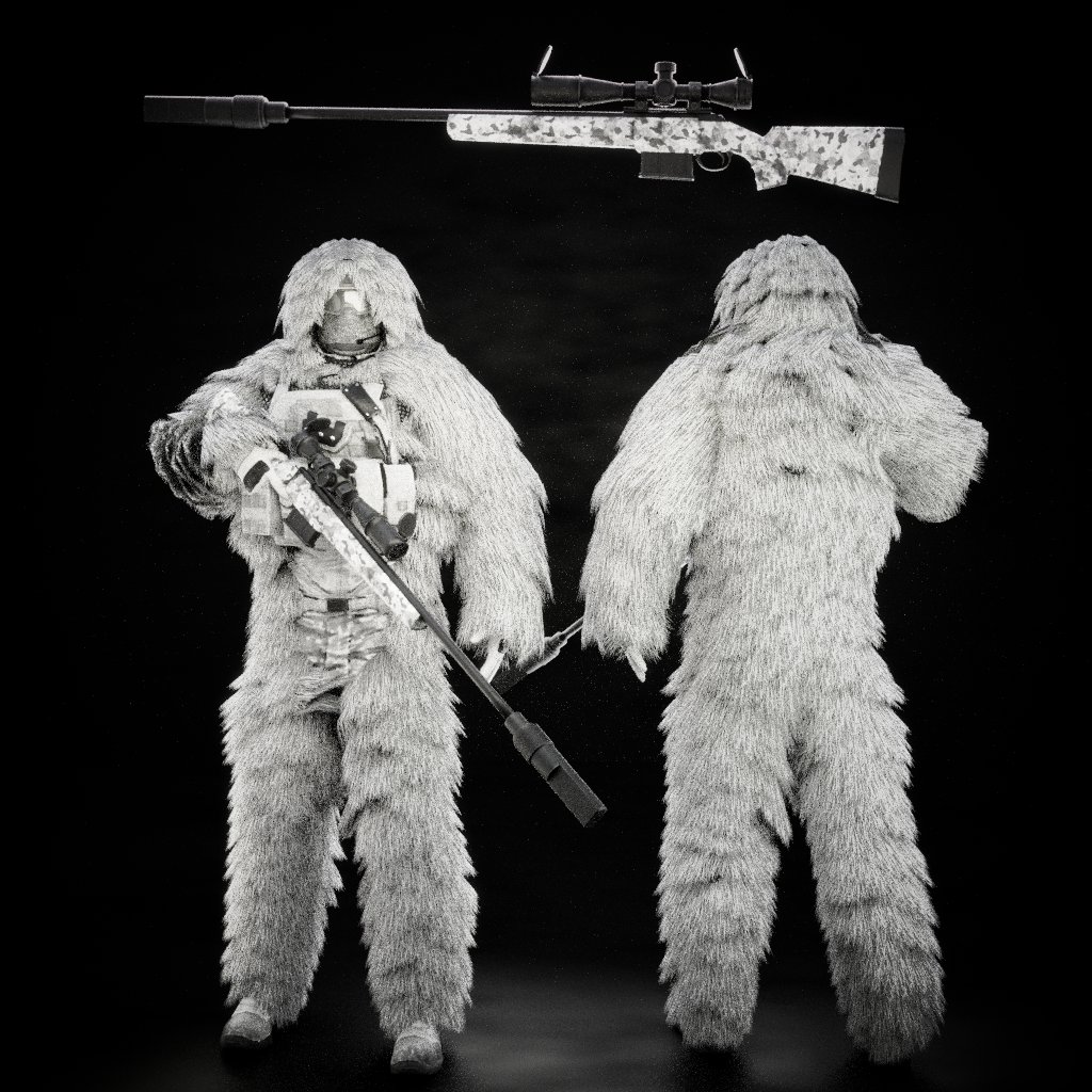 Ghillie Suit Sniper (Rigged) | Military Characters models | BlenderKit