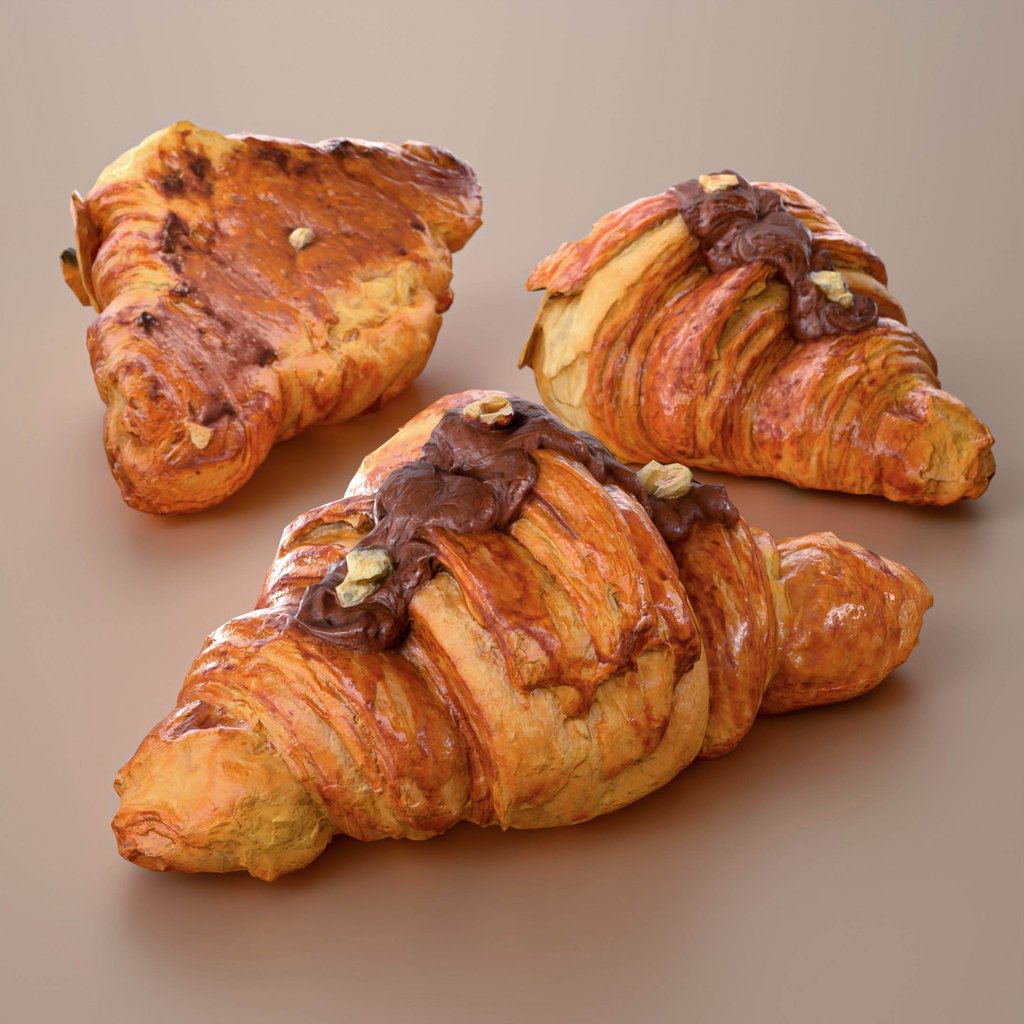Chocolate Hazelnut Croissant | Sweets / Desserts models | BlenderKit