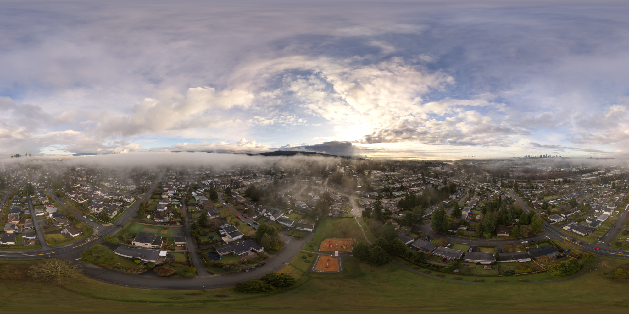 Aerial City Neighborhood Morning | Cityscapes HDRis | BlenderKit