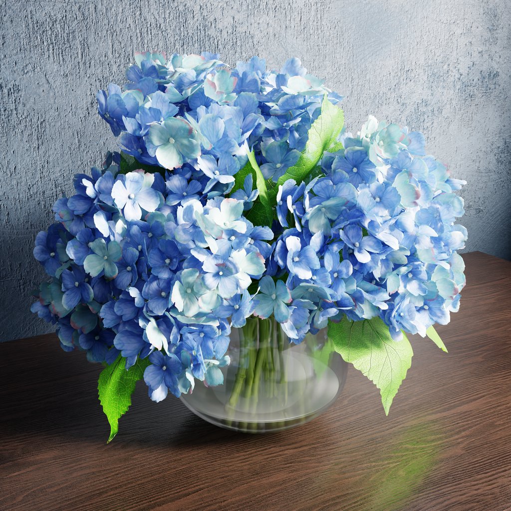 Blue Hydrangea Vase | Indoor Plants models | BlenderKit