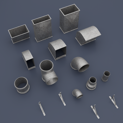 Air Vent Duct set 2 - exterior - | FREE Industrial Equipment models ...