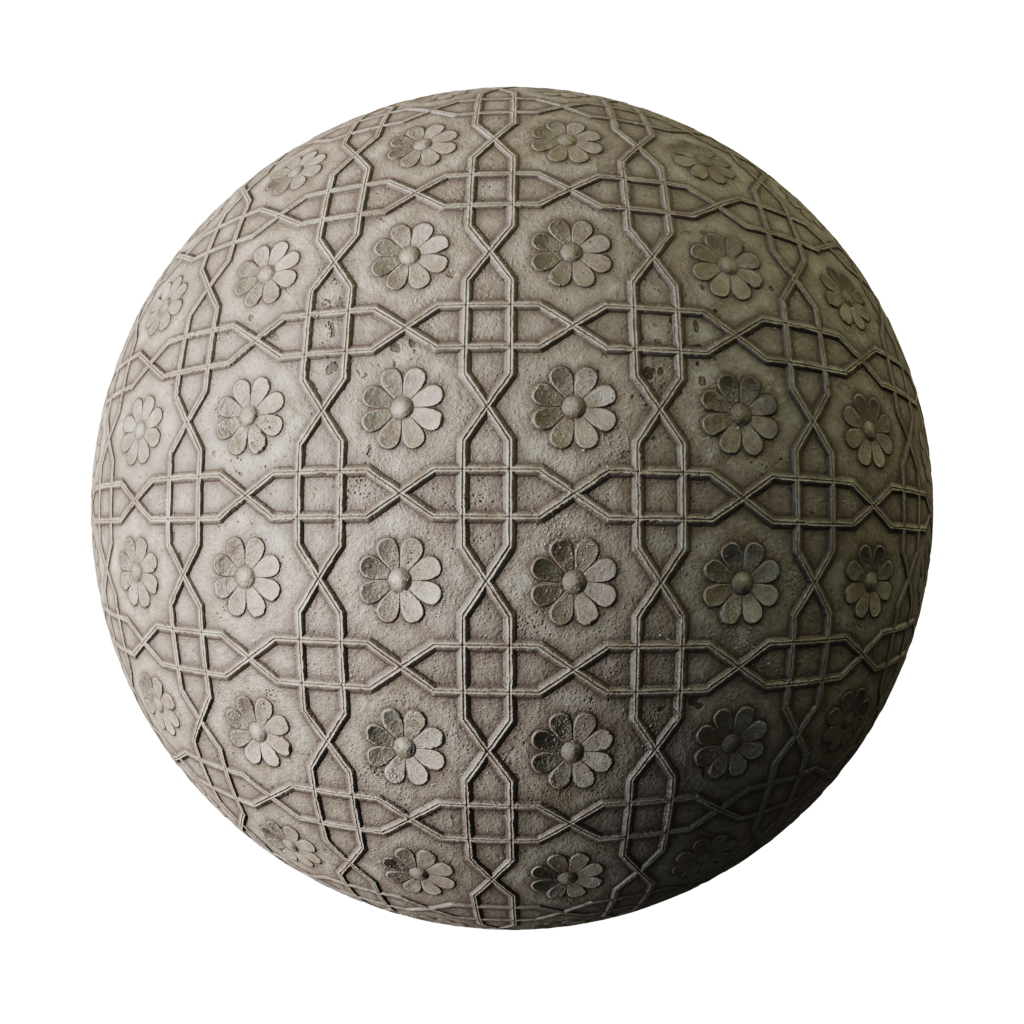 Concrete Wall with Embossed Flowers | FREE tiles materials | BlenderKit