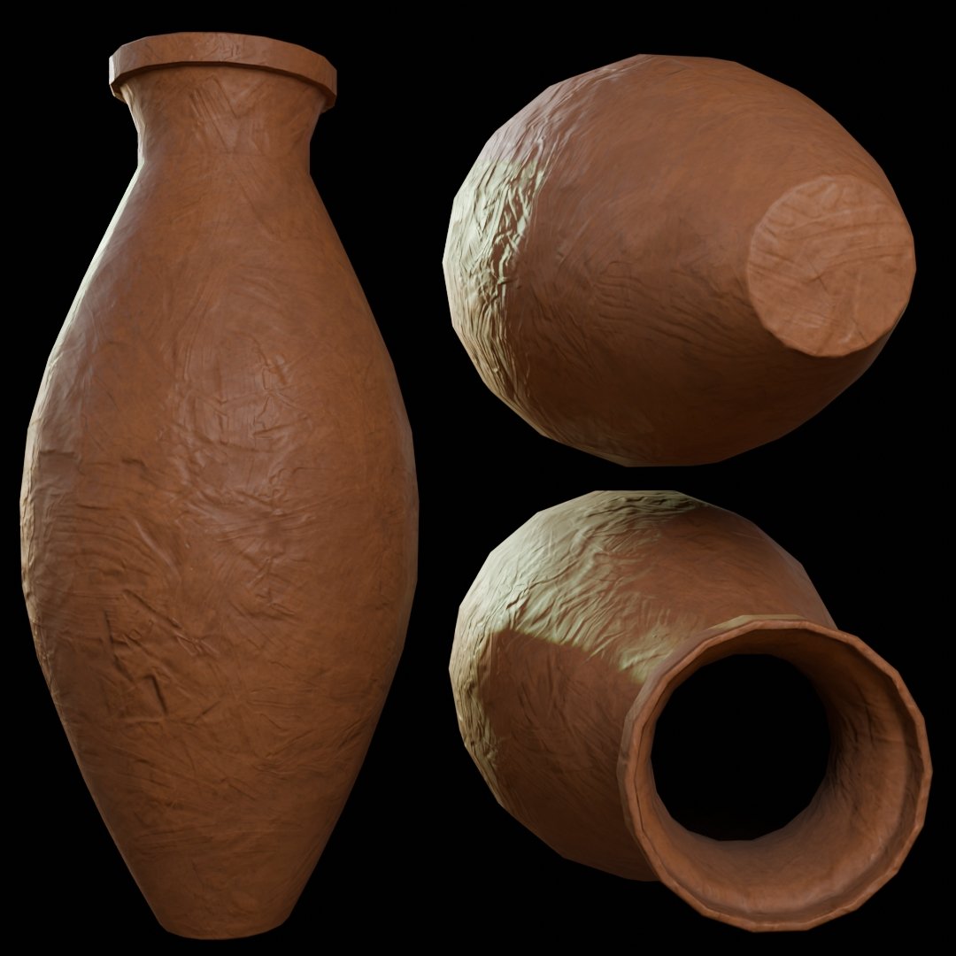 Wide Oval Clay Vase | Vases models | BlenderKit
