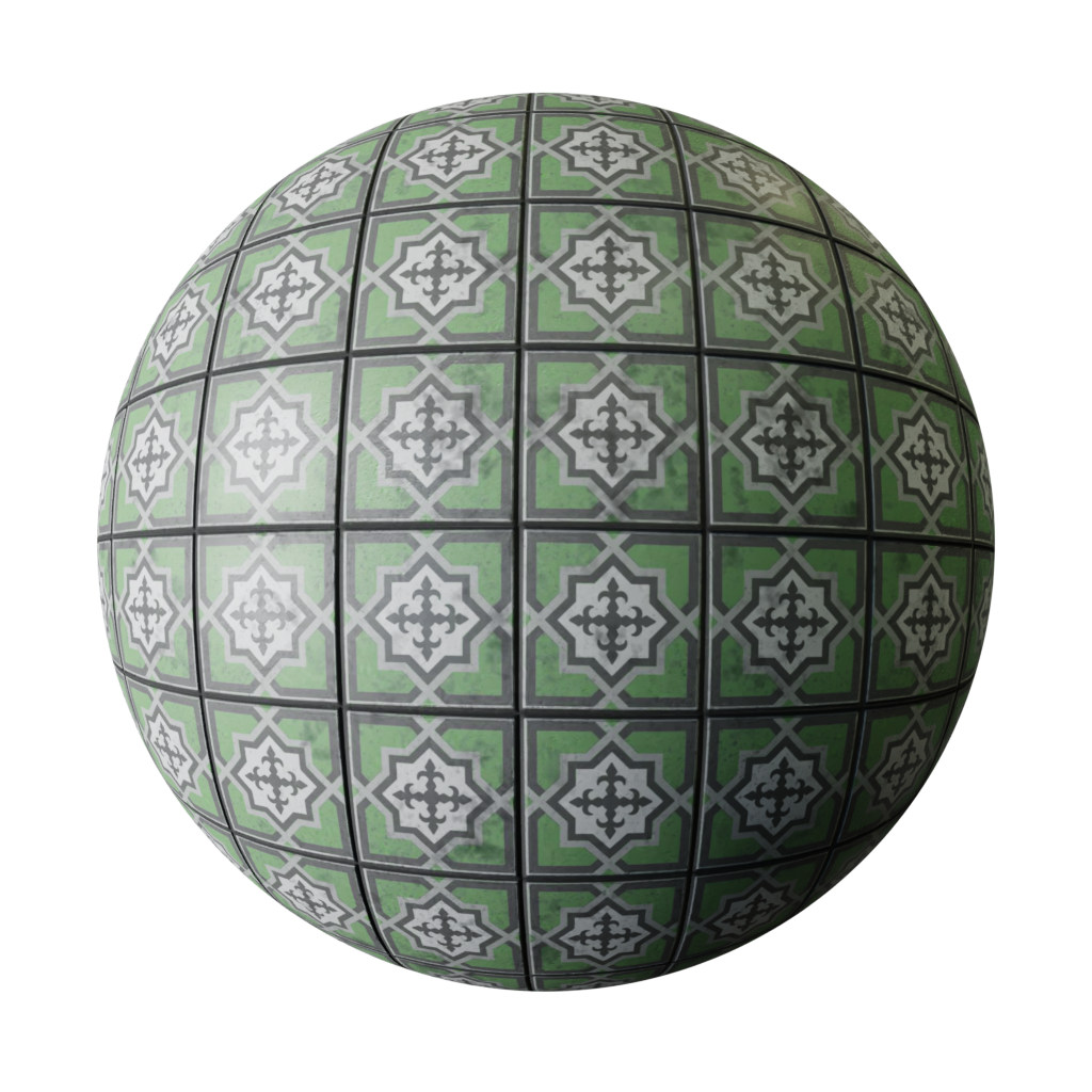 Green Retro Asian Floor | FREE tiles materials | BlenderKit