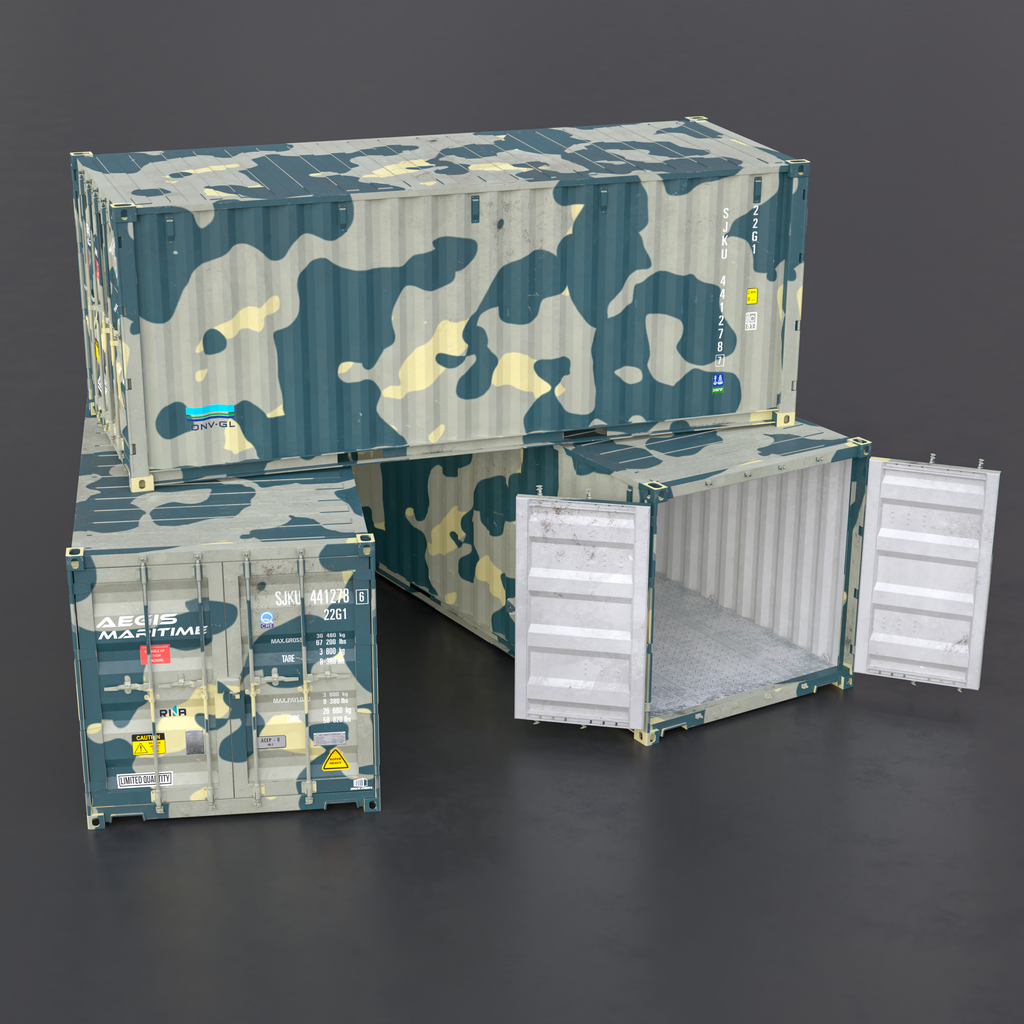 20ft Cargo Container(Military Camo) | Containers models | BlenderKit