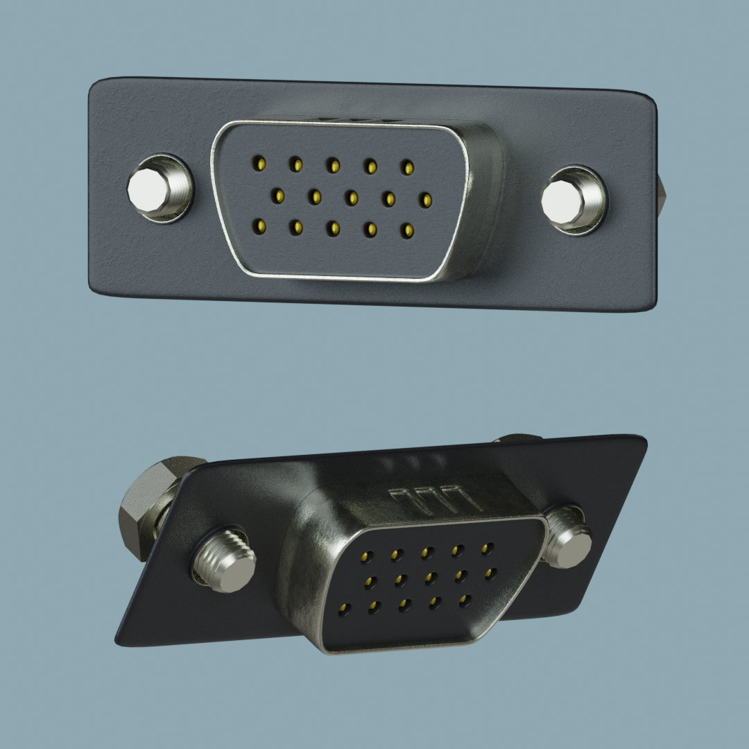 VGA Port Female PL | FREE Industrial parts models | BlenderKit