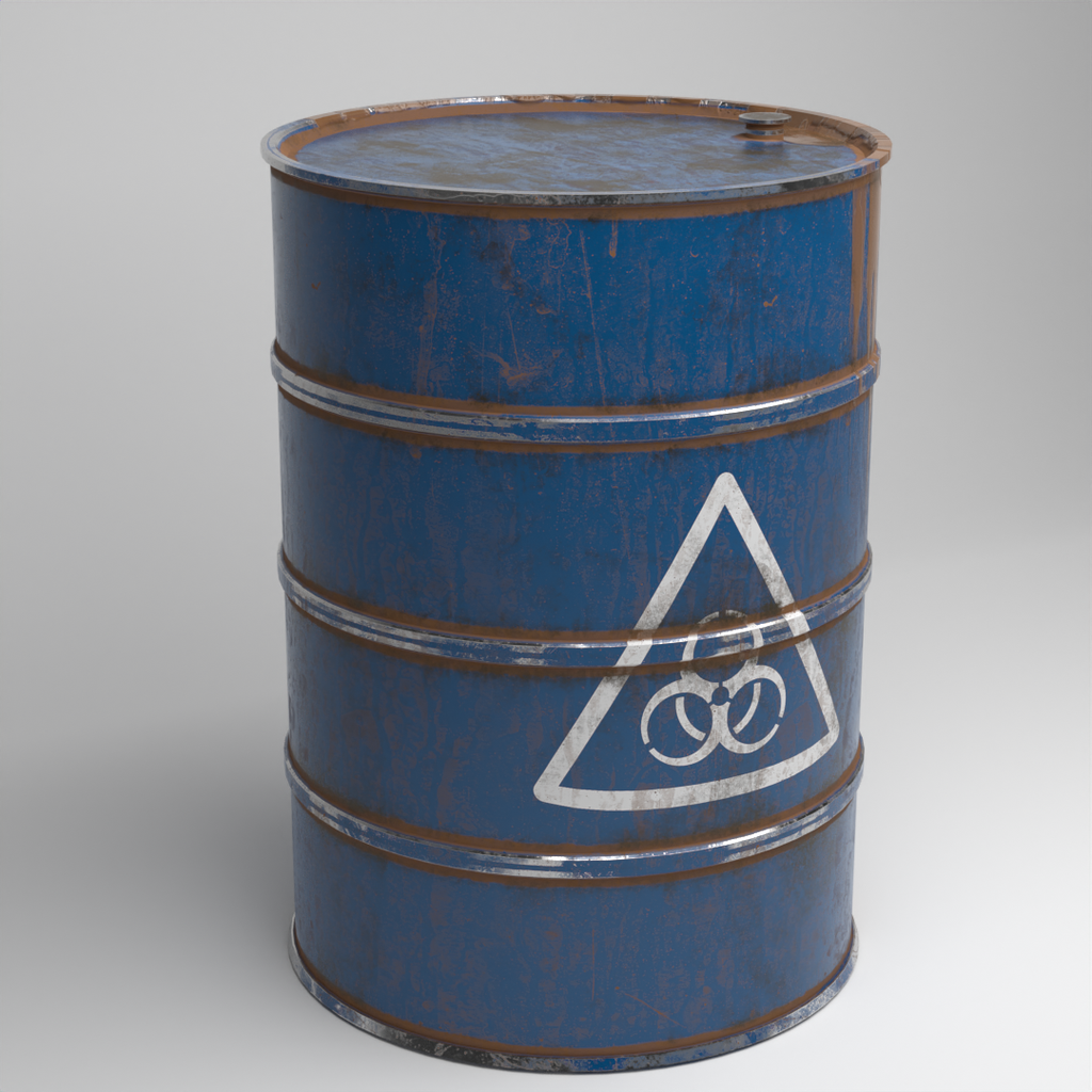 Oil Barrel Rust Blue Radio Active | Containers models | BlenderKit