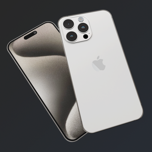 Apple Iphone 15 pro Silver | FREE Cellular phones models | BlenderKit
