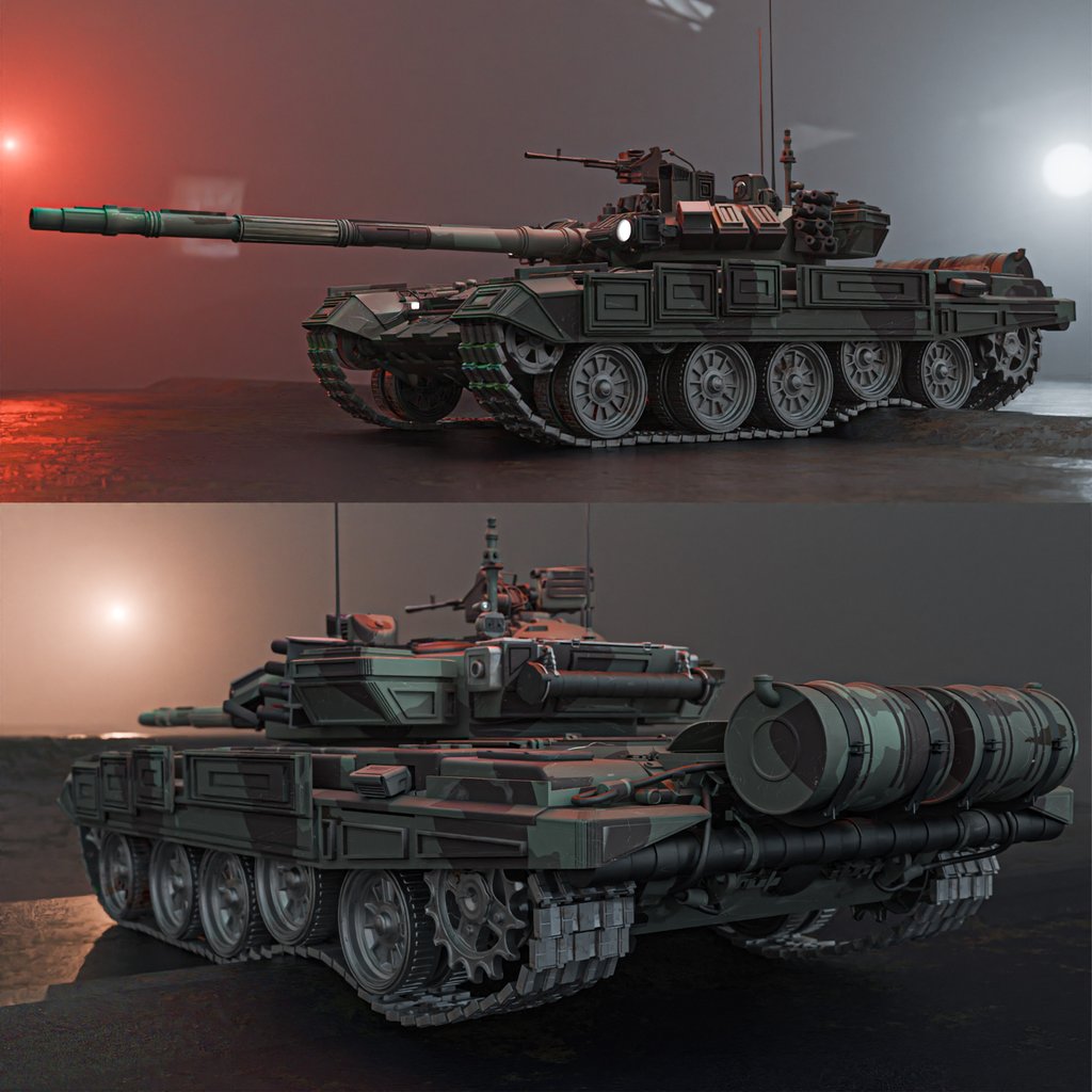 Rigged T 90 TANK | Military Vehicles models | BlenderKit