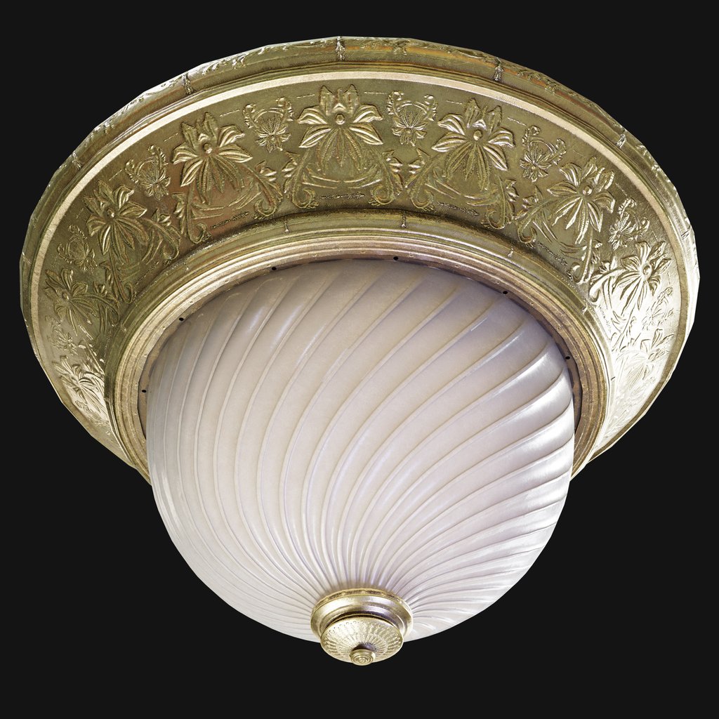 Flush Mount Gold Ceiling Lamp Ornate | Ceiling Lights models | BlenderKit