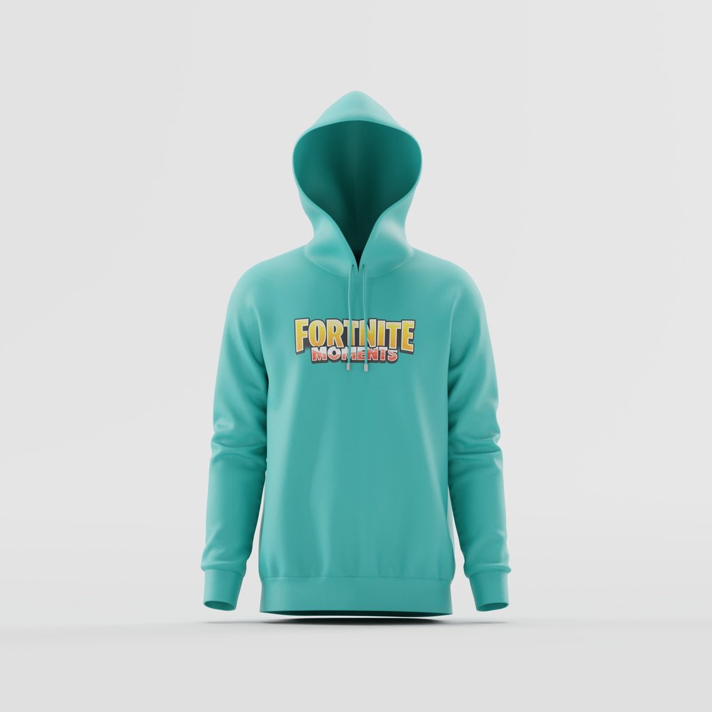 "Fortnite Moments" Logo Pullover Hoodie | Man Clothing models | BlenderKit