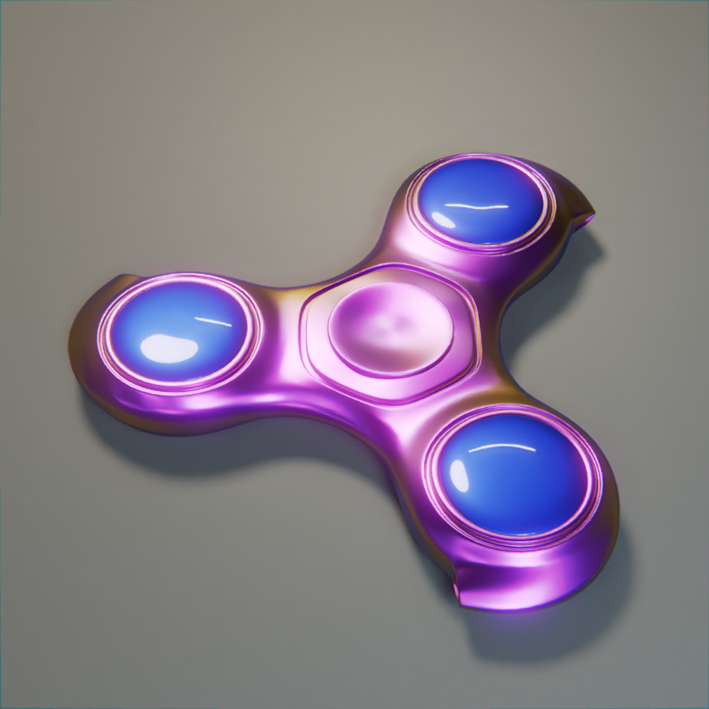 BlenderKit | Download the Fidget spinner - purple and yellow metal model