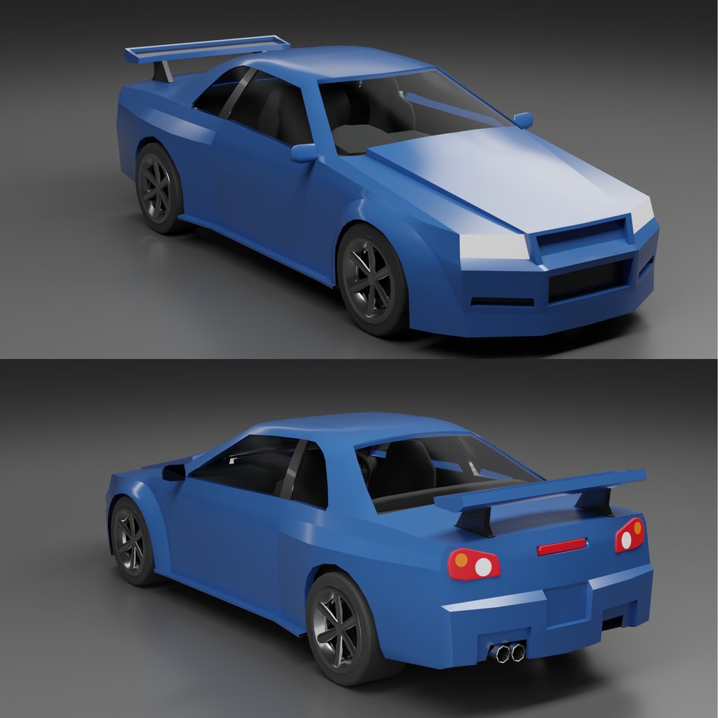 Low Poly JDM Sports Car (Skyline) | FREE Modern Cars models | BlenderKit