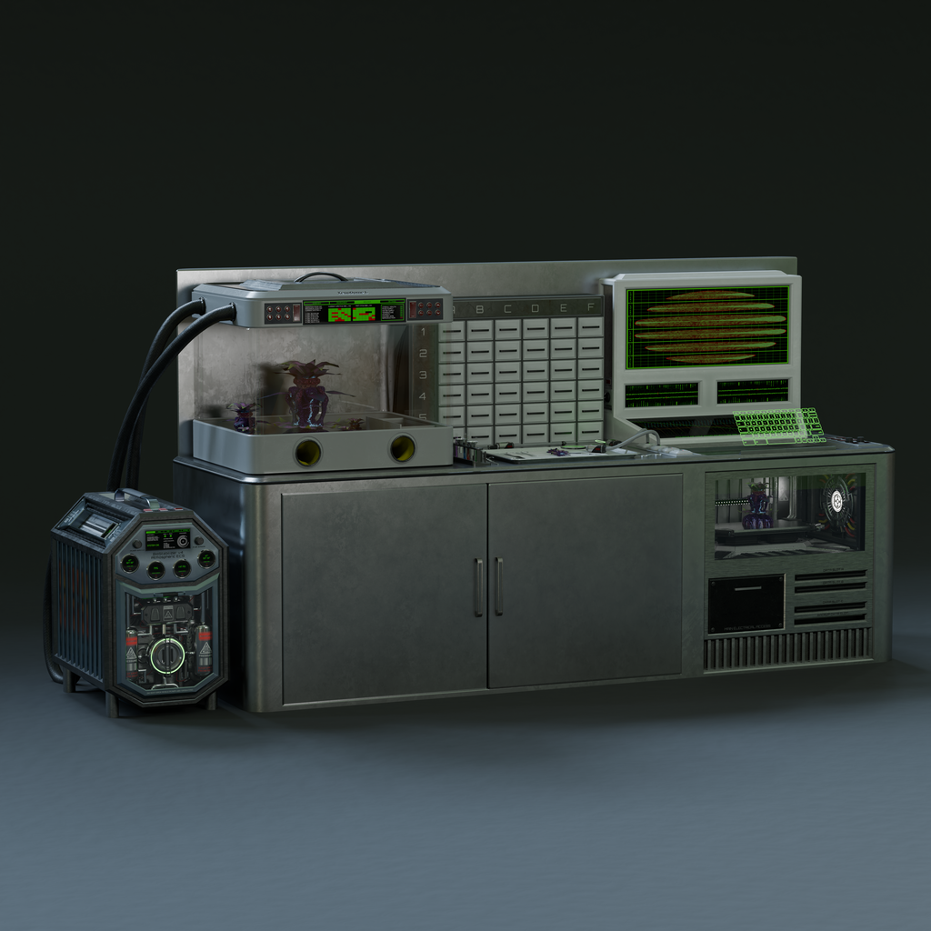 Biological SciFi Research Station | FREE Lab Equipment models | BlenderKit