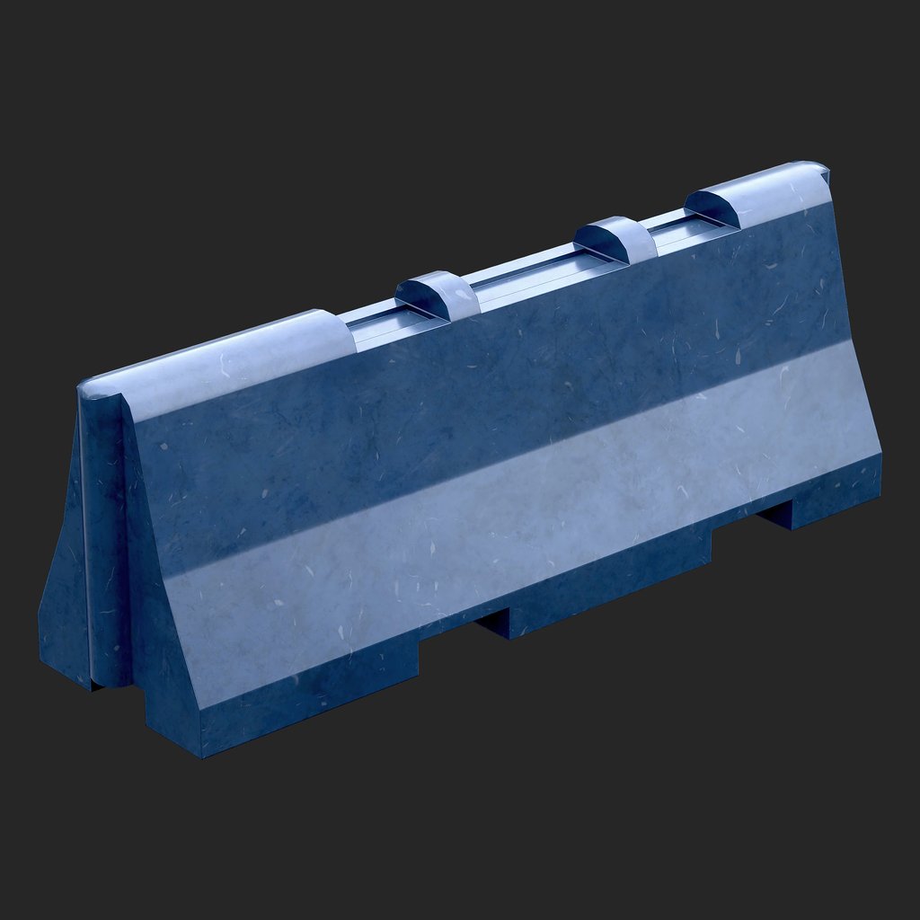 Road Blue Plastic Barrier | Urban Environment models | BlenderKit