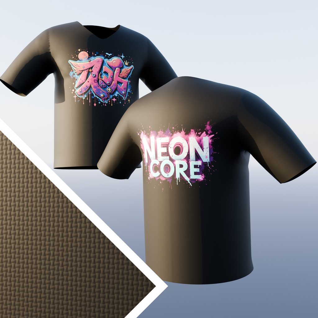 Graphic T-Shirt - Neon Wolf Design | Man Clothing models | BlenderKit