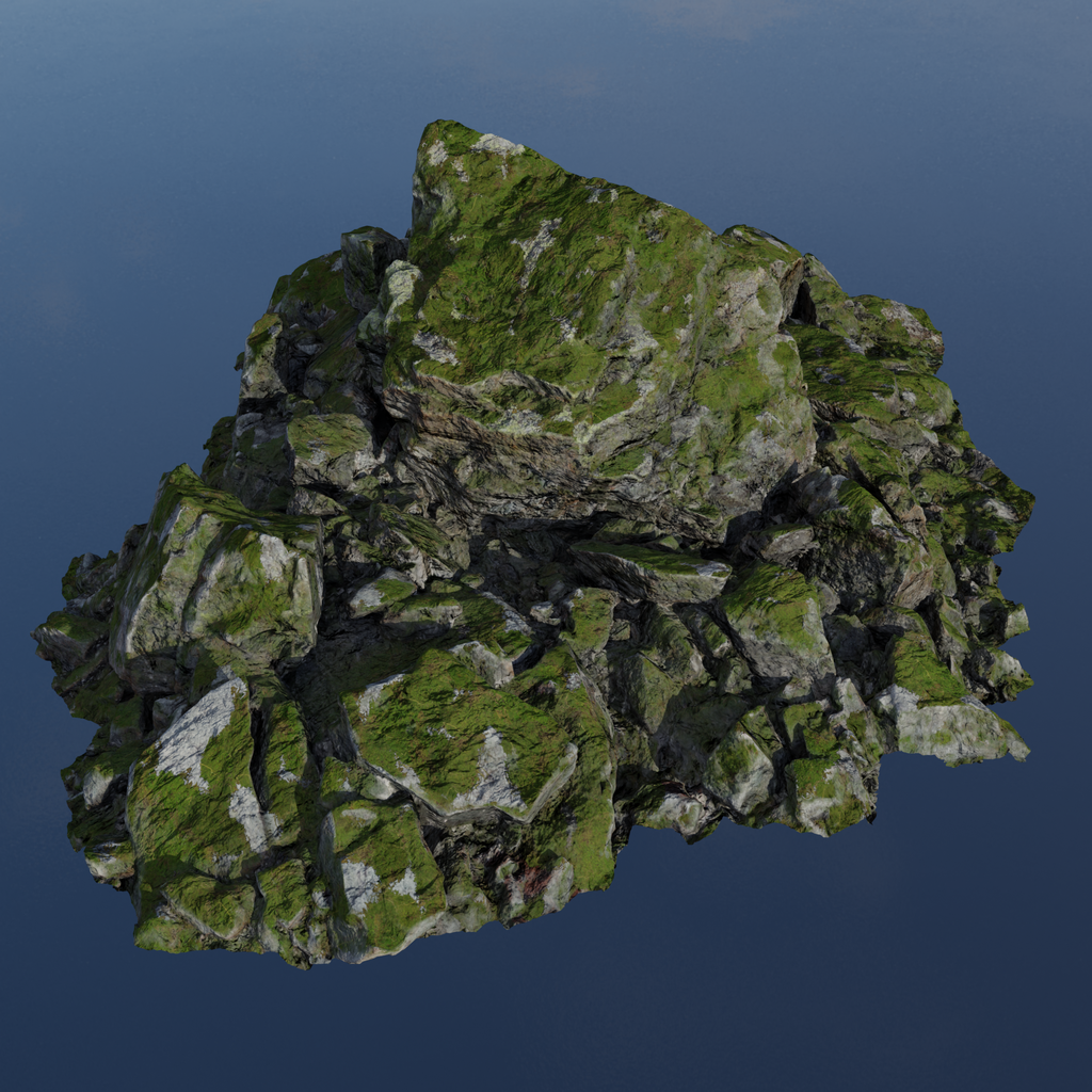 Green Moss Rugged Ground Rocks | Environment Elements models | BlenderKit