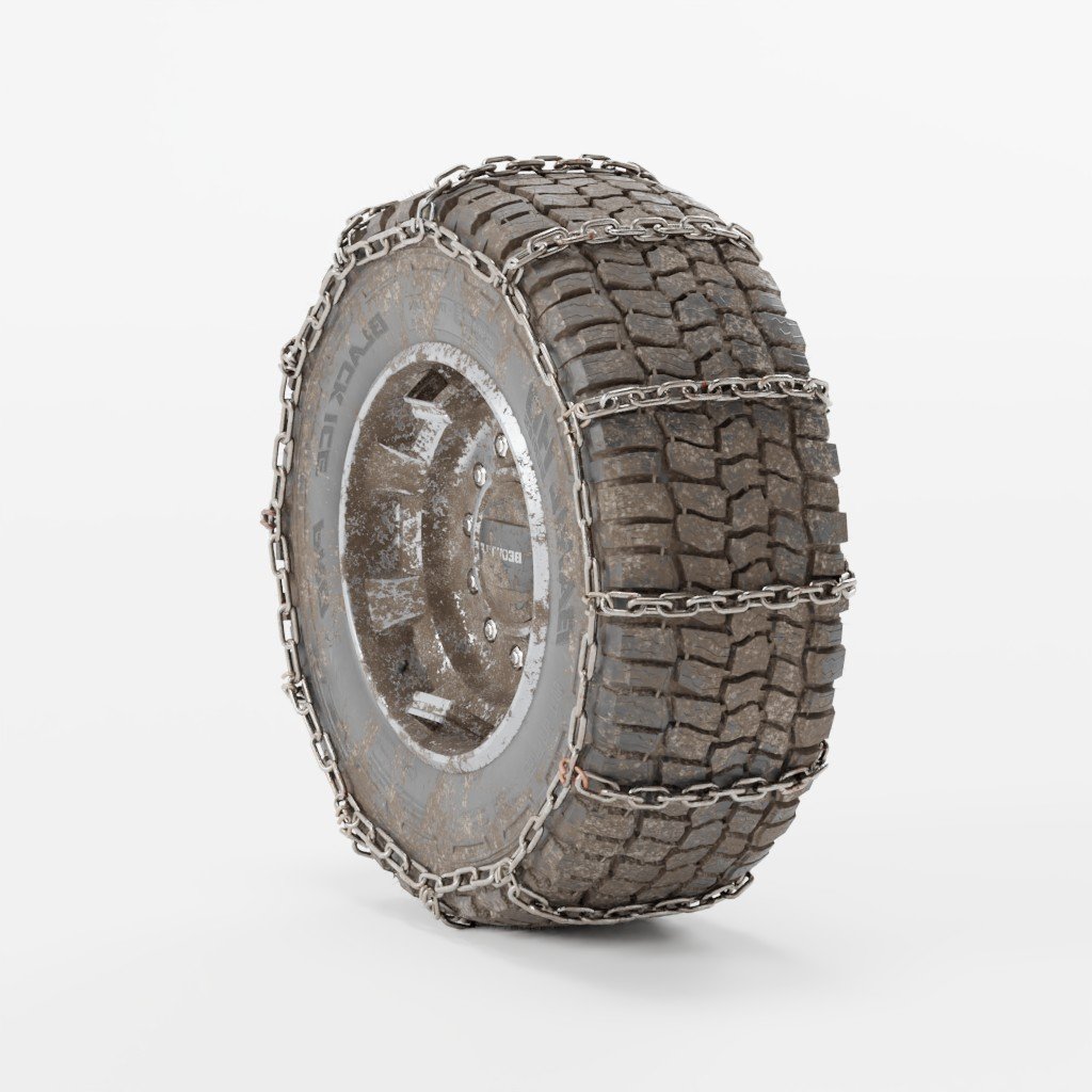 Off-Road Wheel (With chains) | FREE Vehicle Parts models | BlenderKit