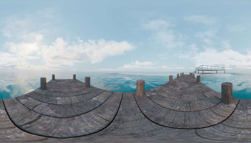 Wooden dock ocean view | Water Environments HDRis | BlenderKit