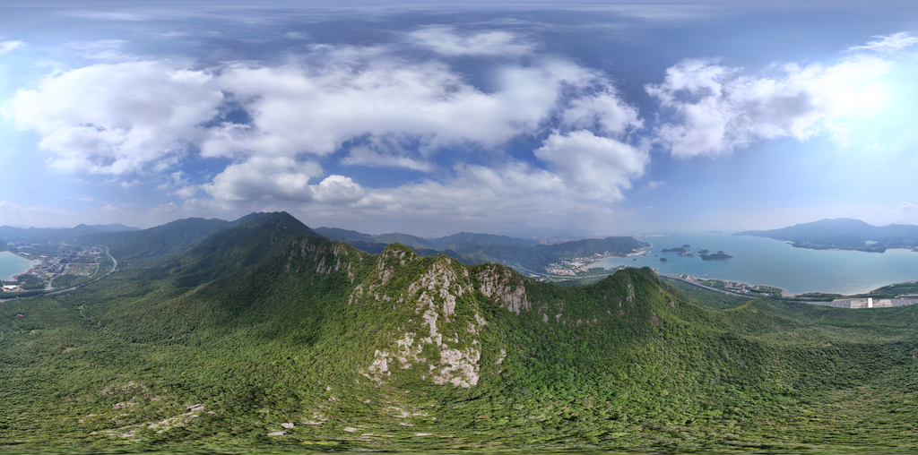 Green tree mountain cloud bluesky | Nature HDRis | BlenderKit