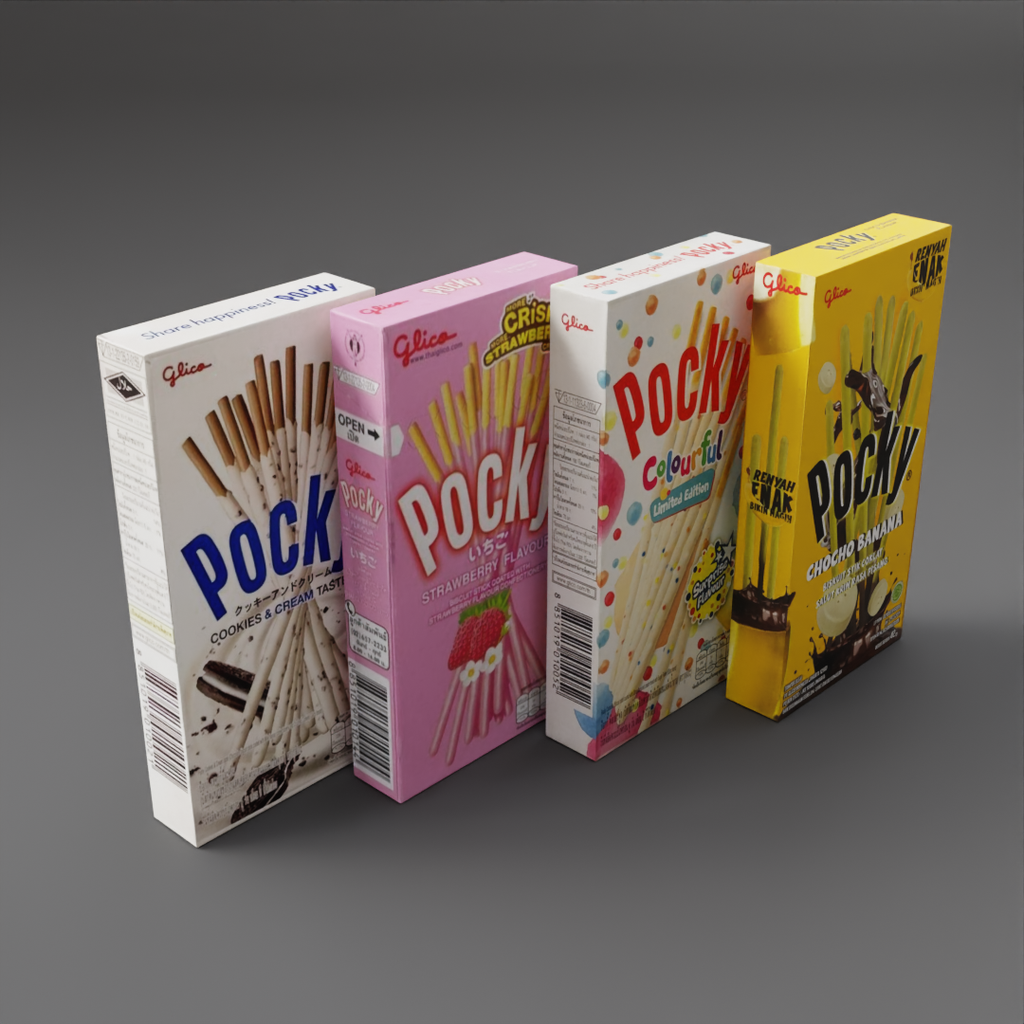 Pocky Snack Boxes Set | Sweets / Desserts models | BlenderKit