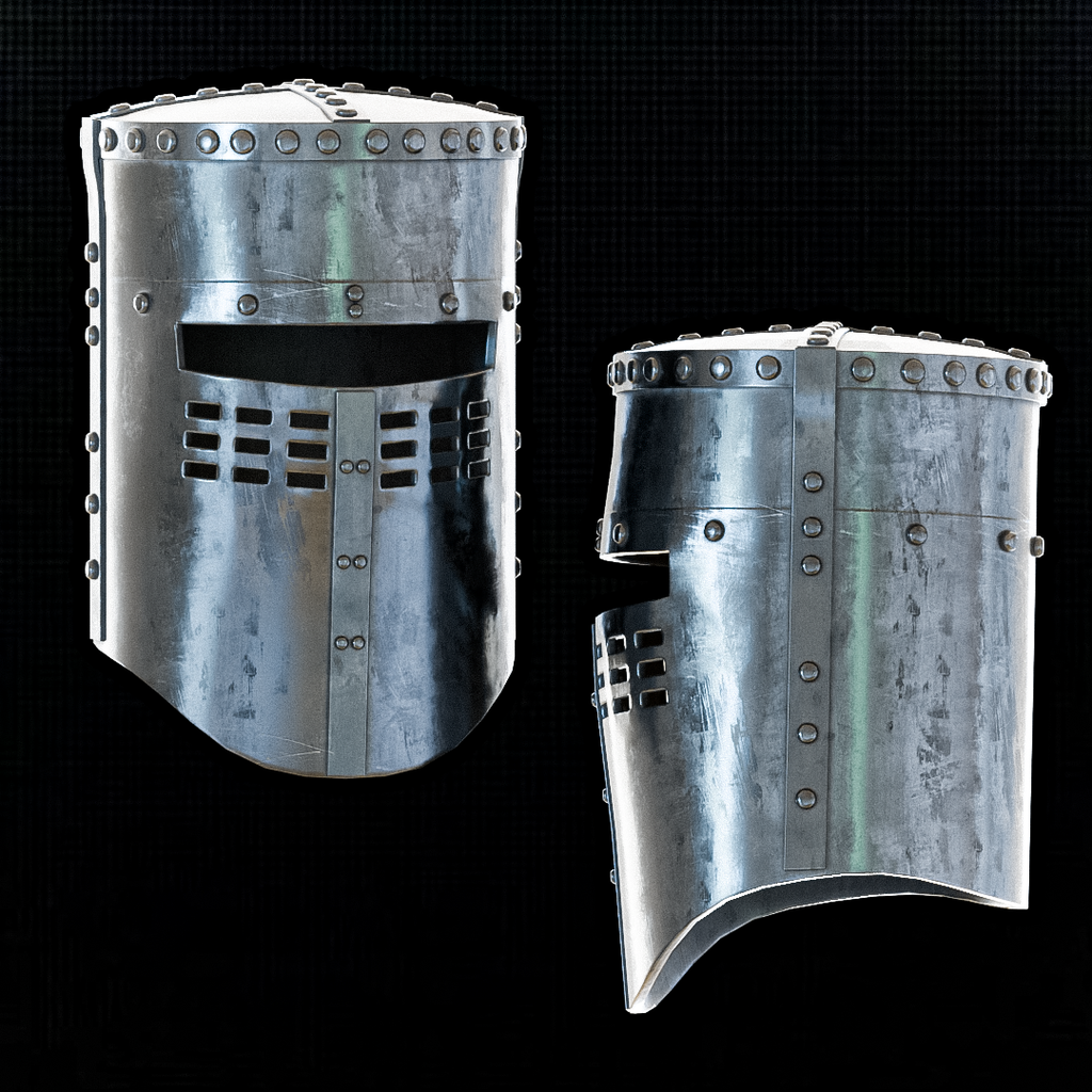Worn Steel Knight Helmet | Historical Weapons models | BlenderKit
