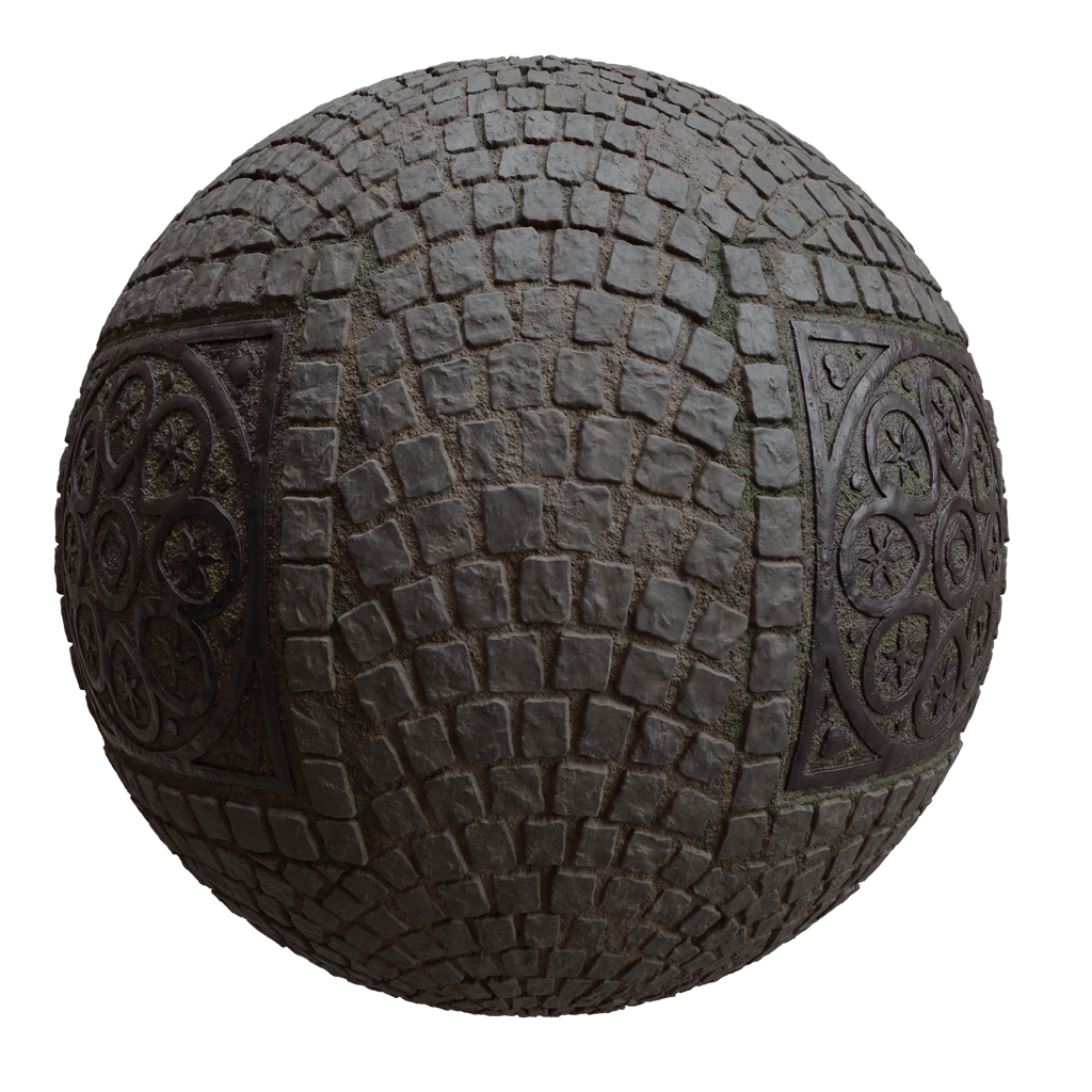 Cobble Stone with Manhole | FREE paving materials | BlenderKit
